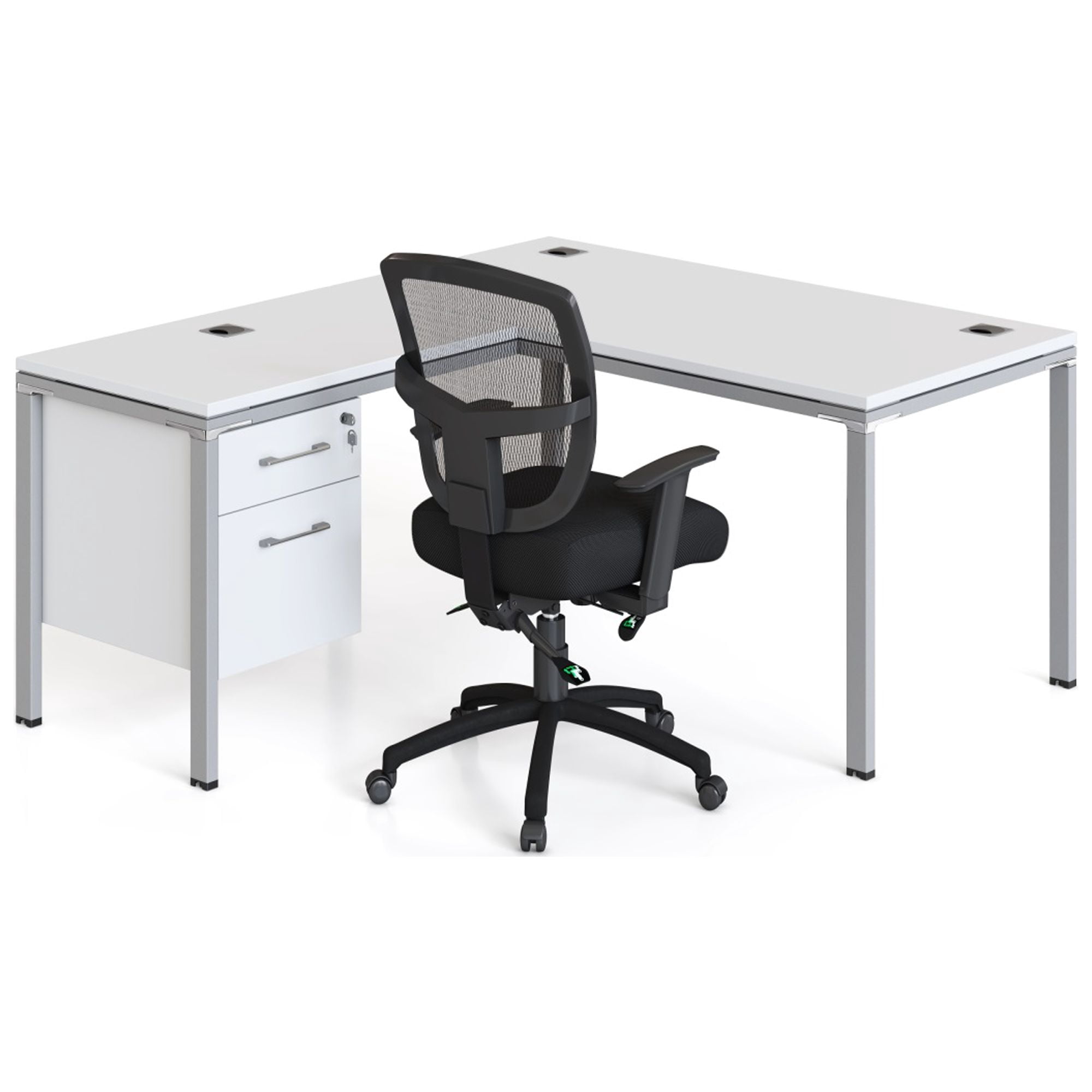 Boss Office Products Simple System Workstation L-Desk with Return ...
