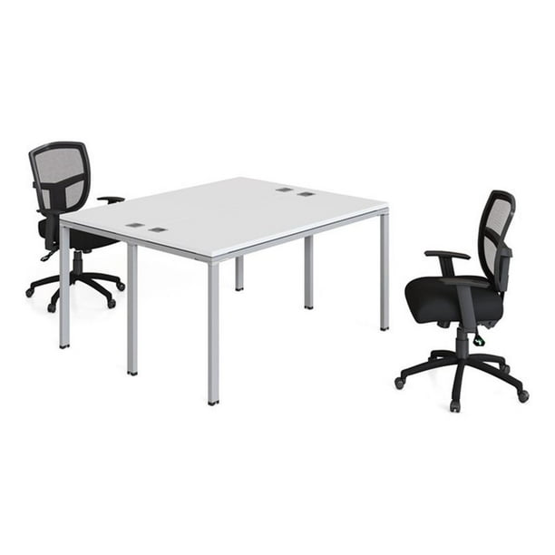 Boss Office Simple System Face to Face Double Desks in White - Walmart ...
