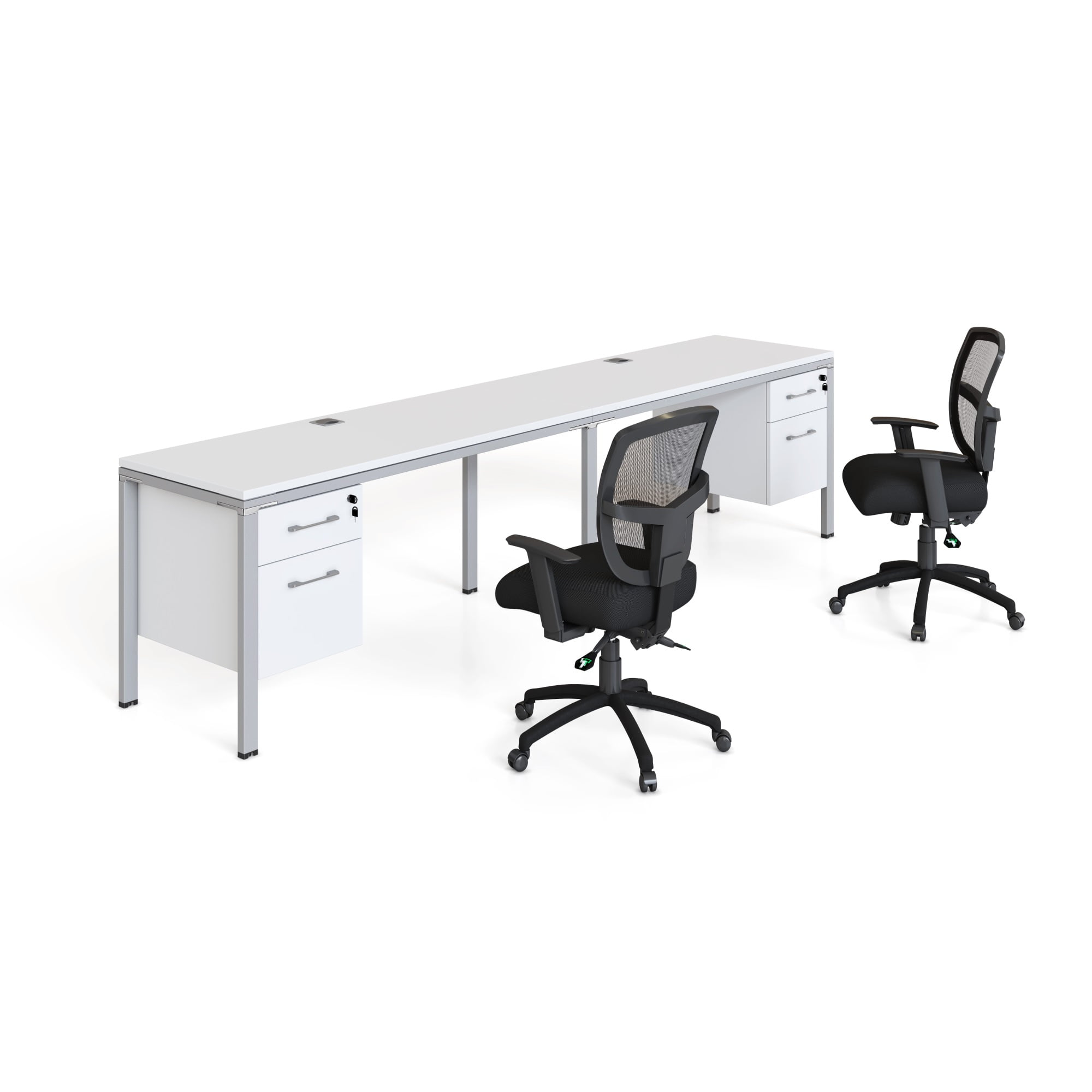 Boss Office Products Simple System Side by Side Double Desks with 2 ...