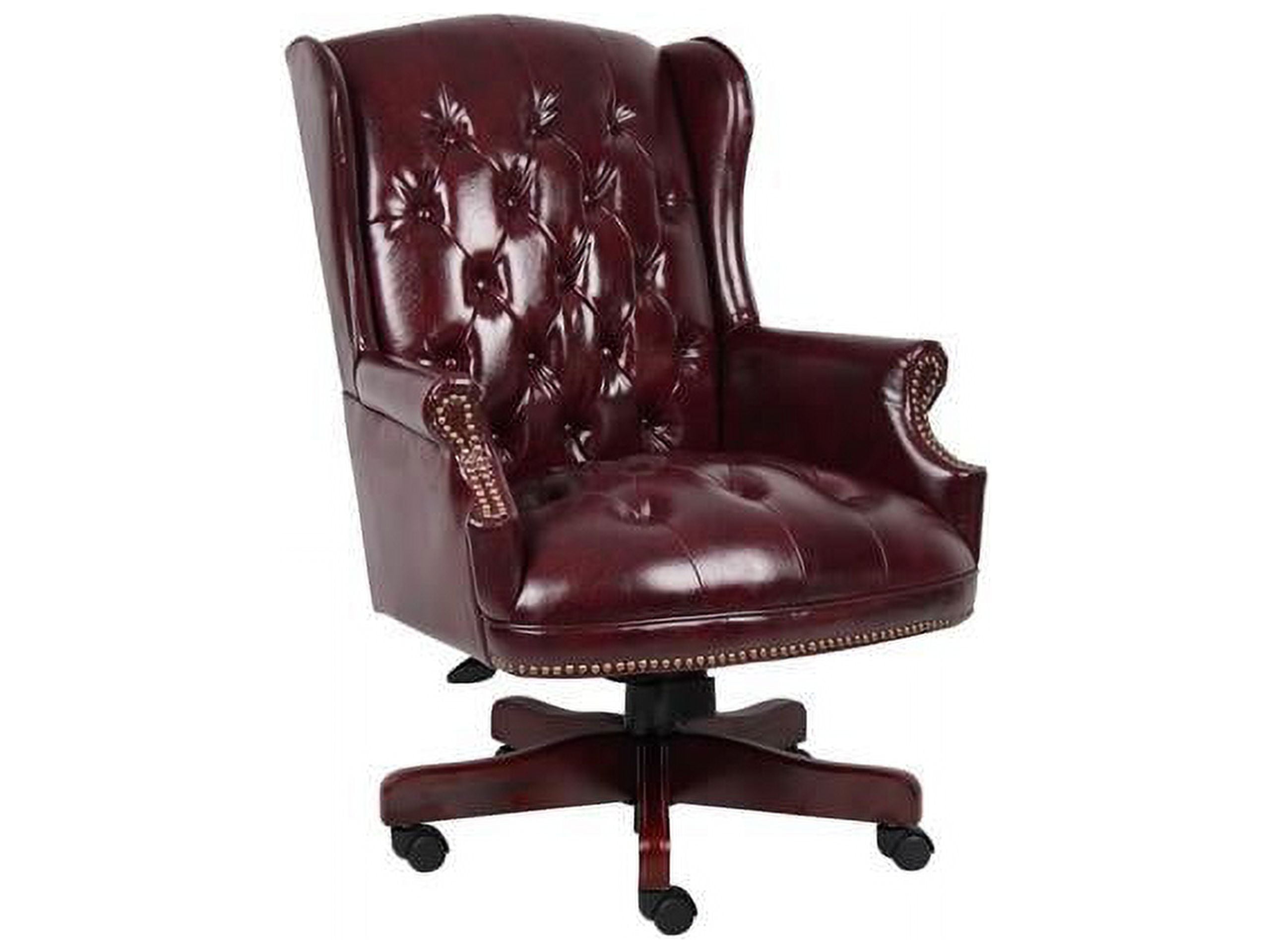 Boss Office Products Traditional High Back Faux Leather Tufted ...