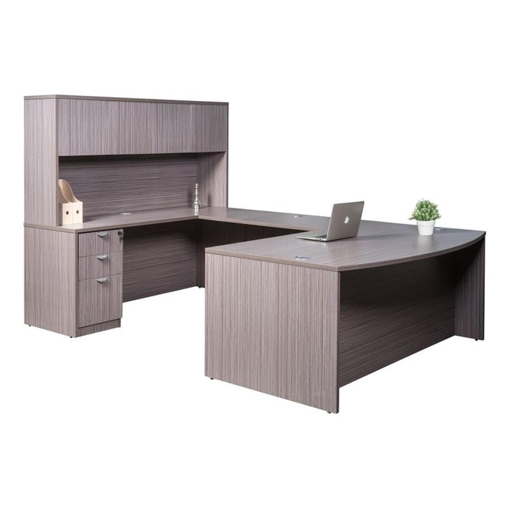 Boss Ofice Products 71" U-Shaped Curved Bow Desk with File Storage in ...
