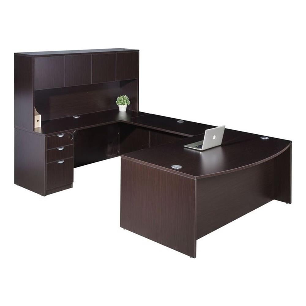 Boss Ofice Products 71" U-Shaped Curved Bow Desk with File Storage in ...