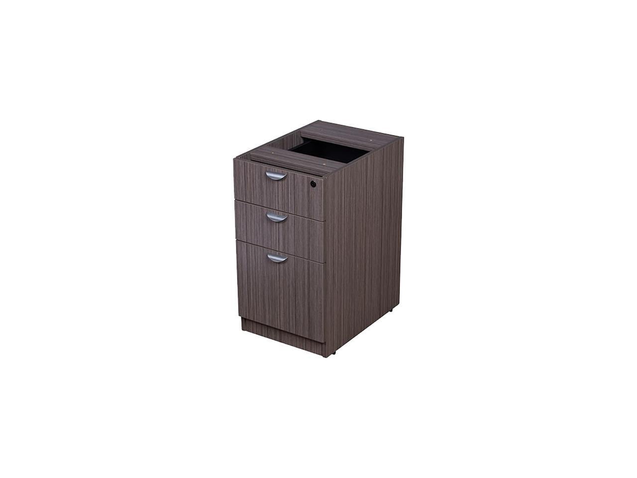 Boss Office Holland 3 Drawer Deluxe Pedestal File Cabinet in Driftwood ...