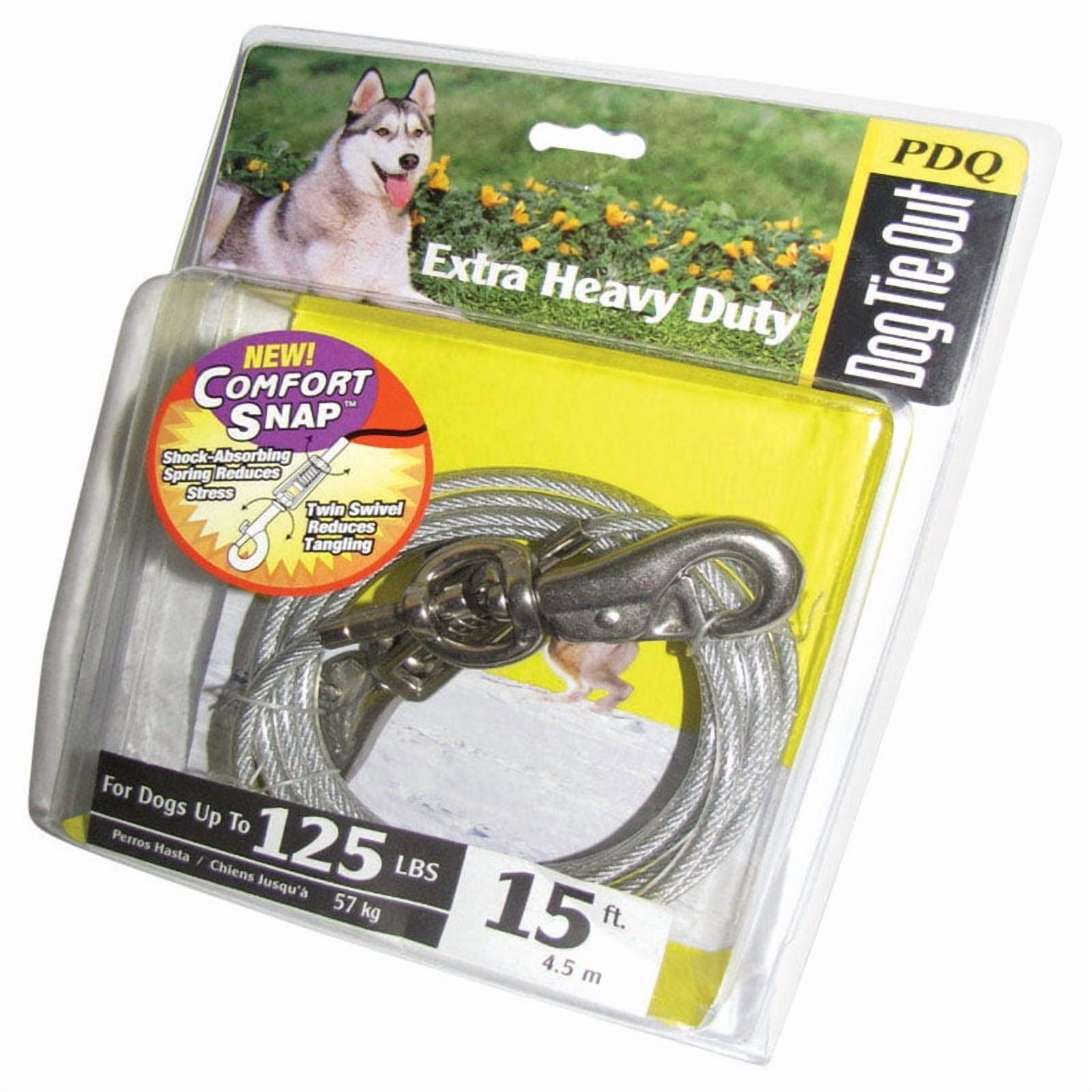 Boss Pet PDQ Silver Tie-Out Vinyl Coated Cable Dog Tie Out X-Large ...