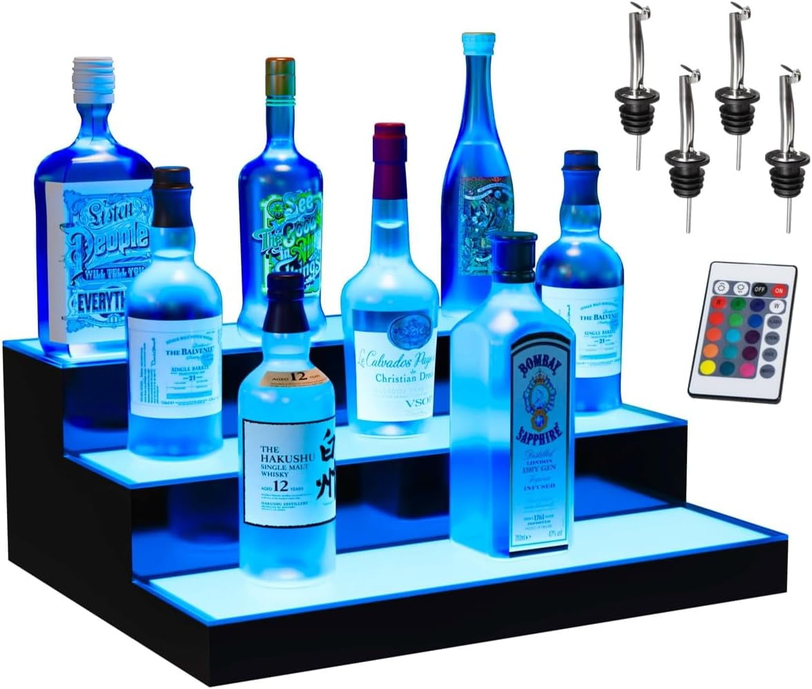 Boss Premium LED Lighted Bar Shelf Display Liquor Bottle Alcohol ...