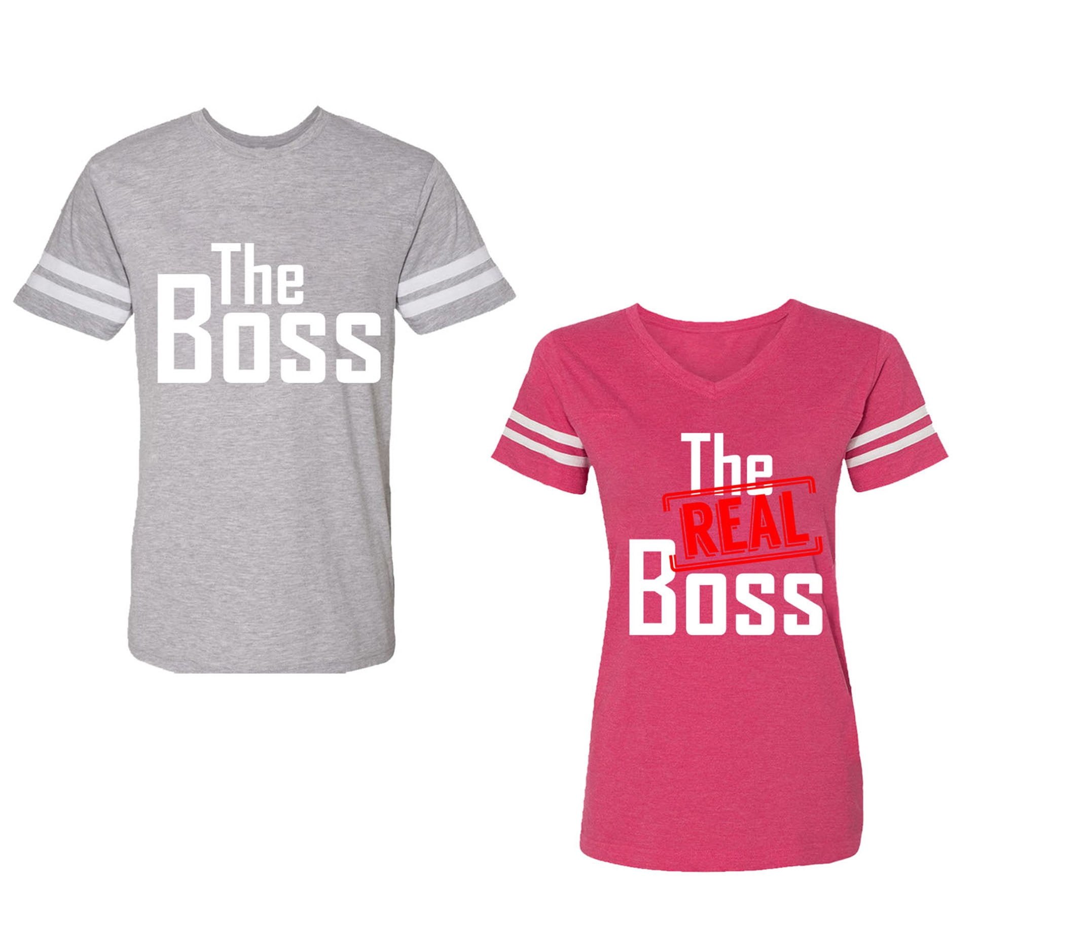 The Boss The Real Boss Unisex Couple Matching Cotton Jersey style T ...