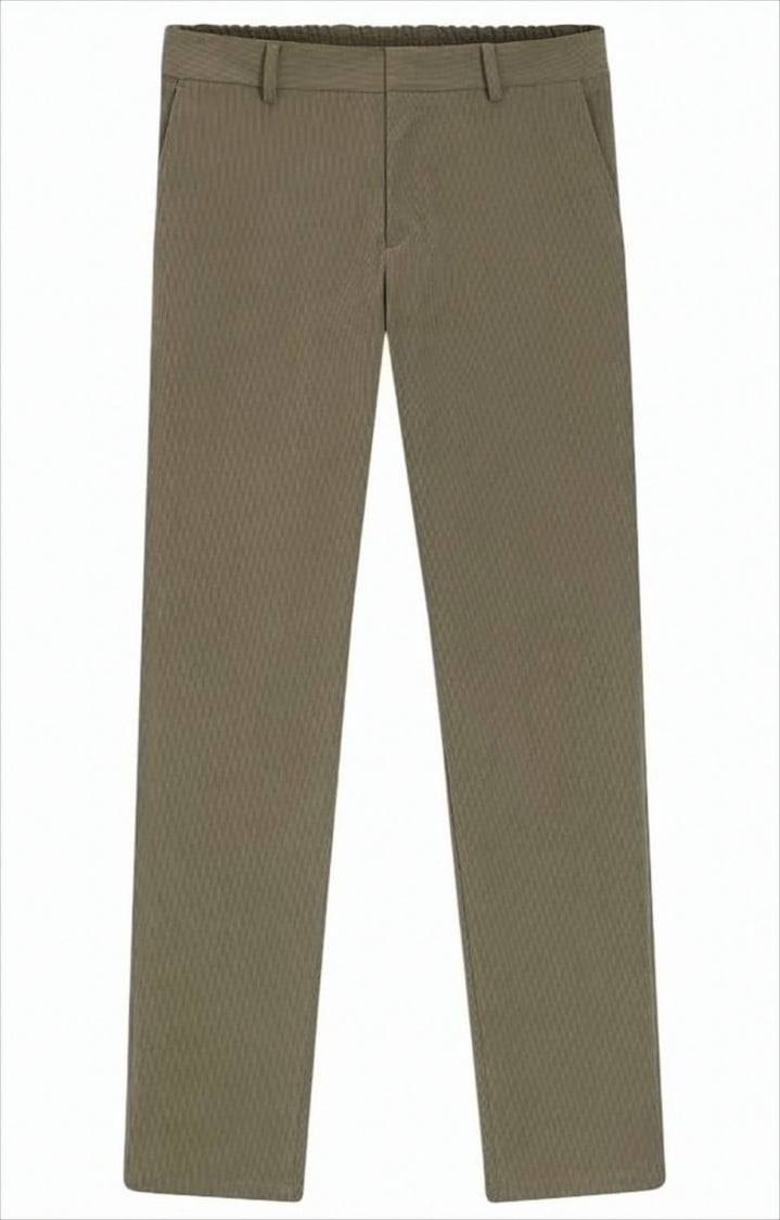 Boss Textured Brown Trousers With Hook-And-Eye Closure (Men's ...