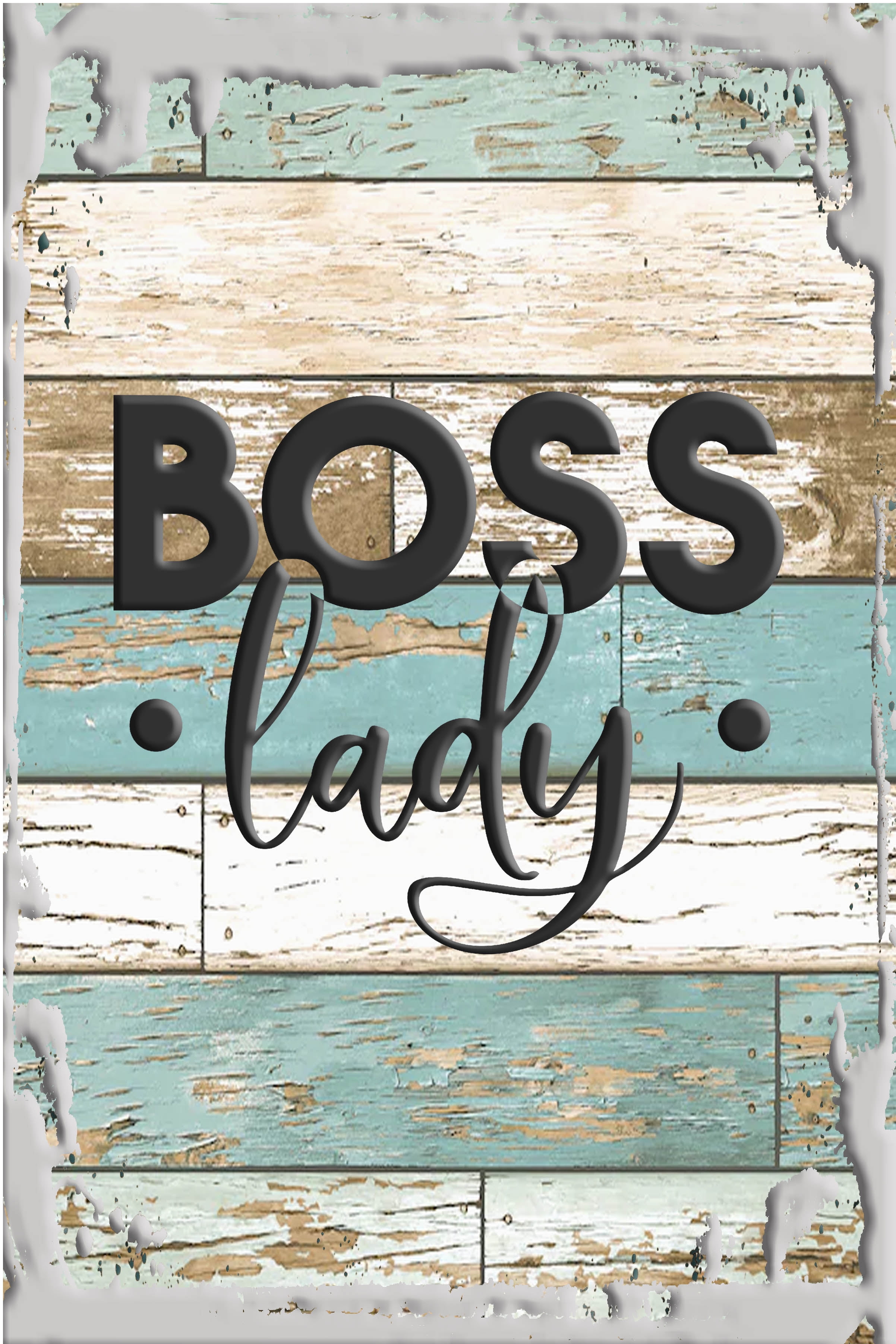 Boss lady work in charge leader office cursive White Wall Art Decor ...