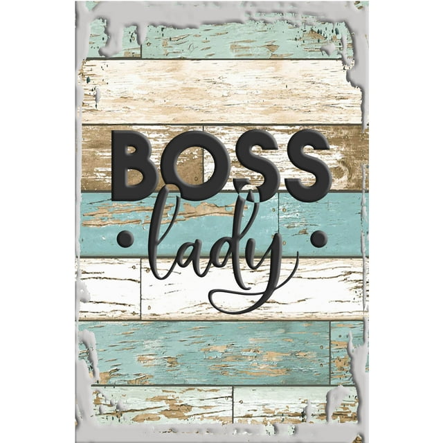 Boss lady work in charge leader office cursive White Wall Art Decor ...