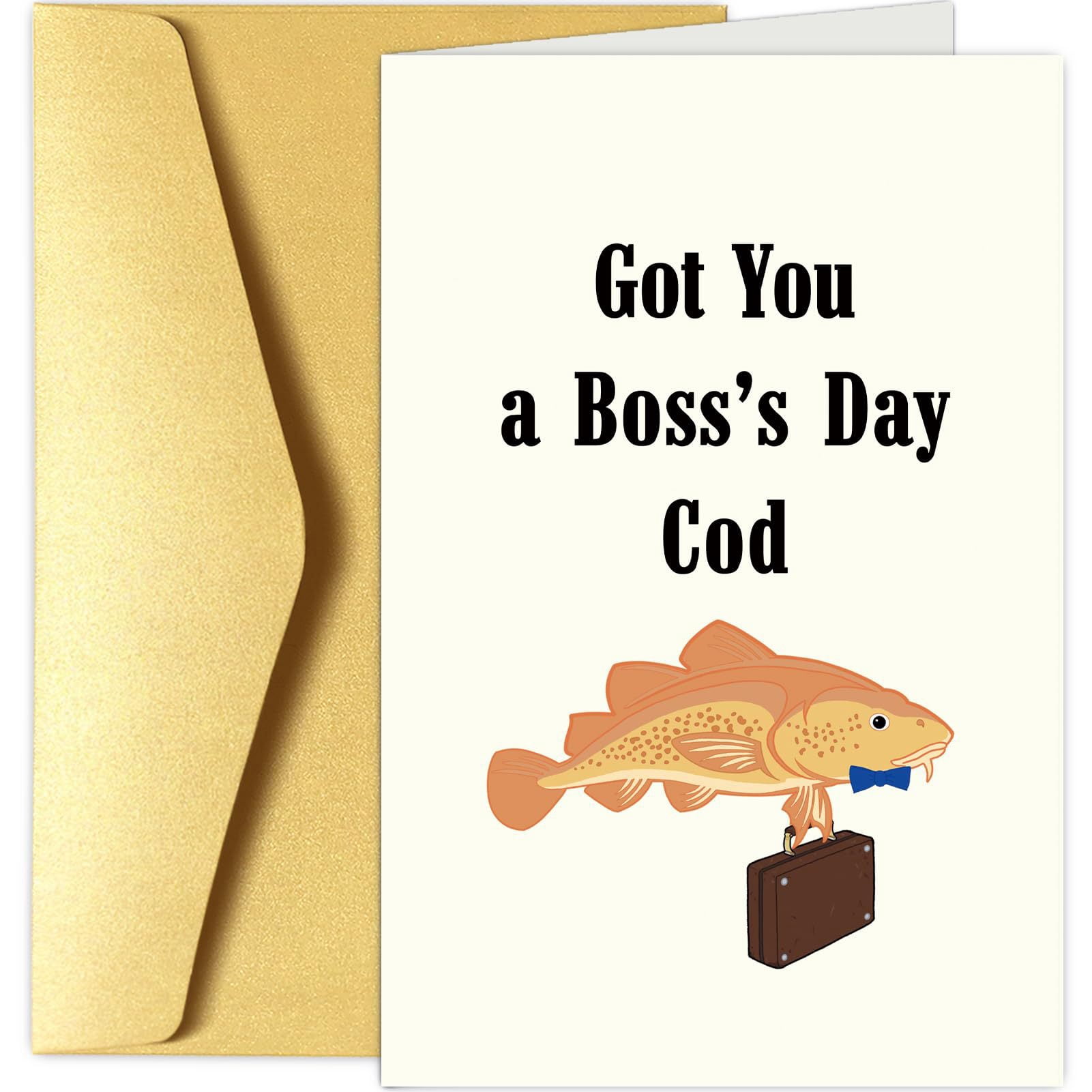 Boss's Day Card – "Got You a Boss's Day Cod" Funny Fish Design ...