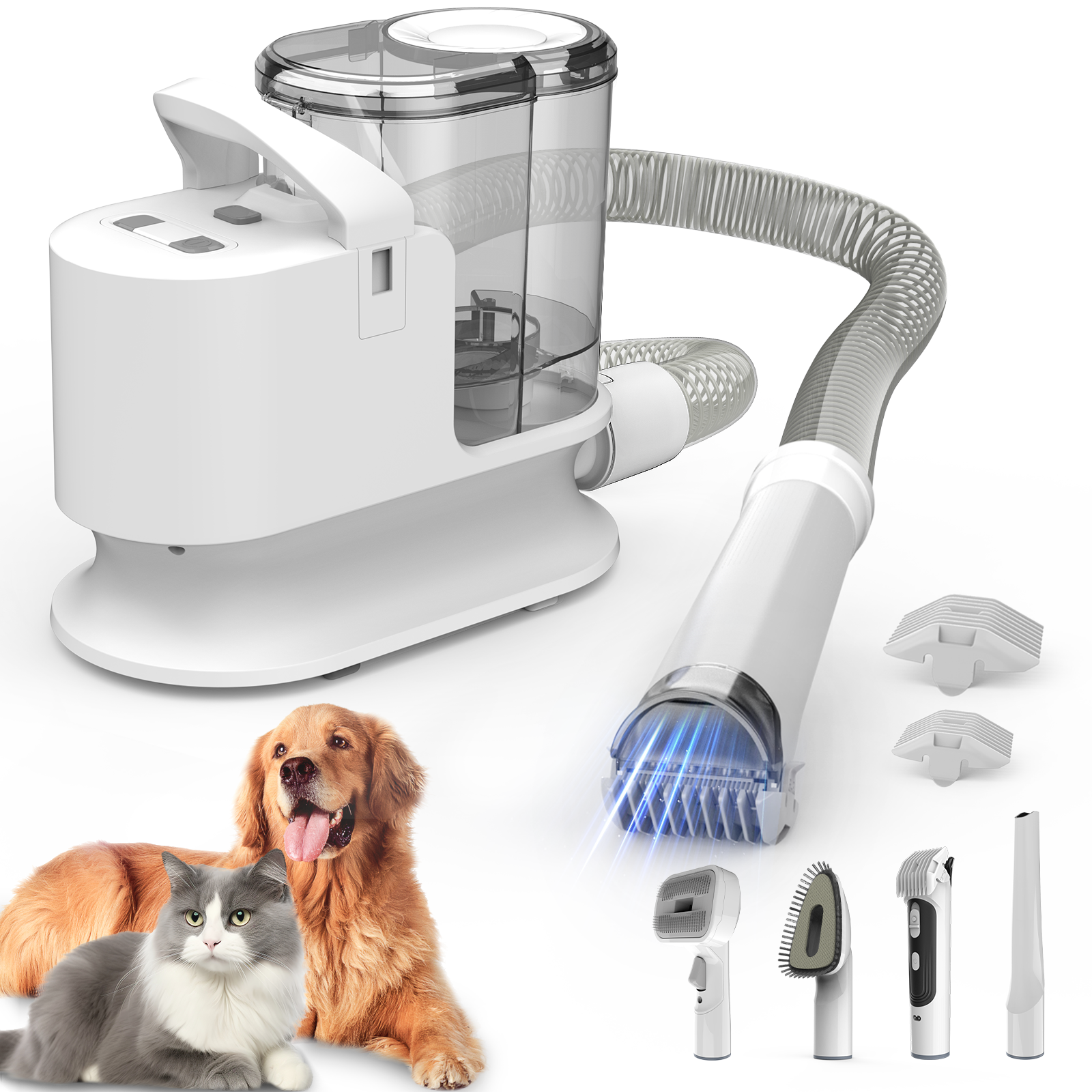 WHALL® Pet Grooming Vacuum, Fur Brush Cleaner & Shedding Remover, 3 ...