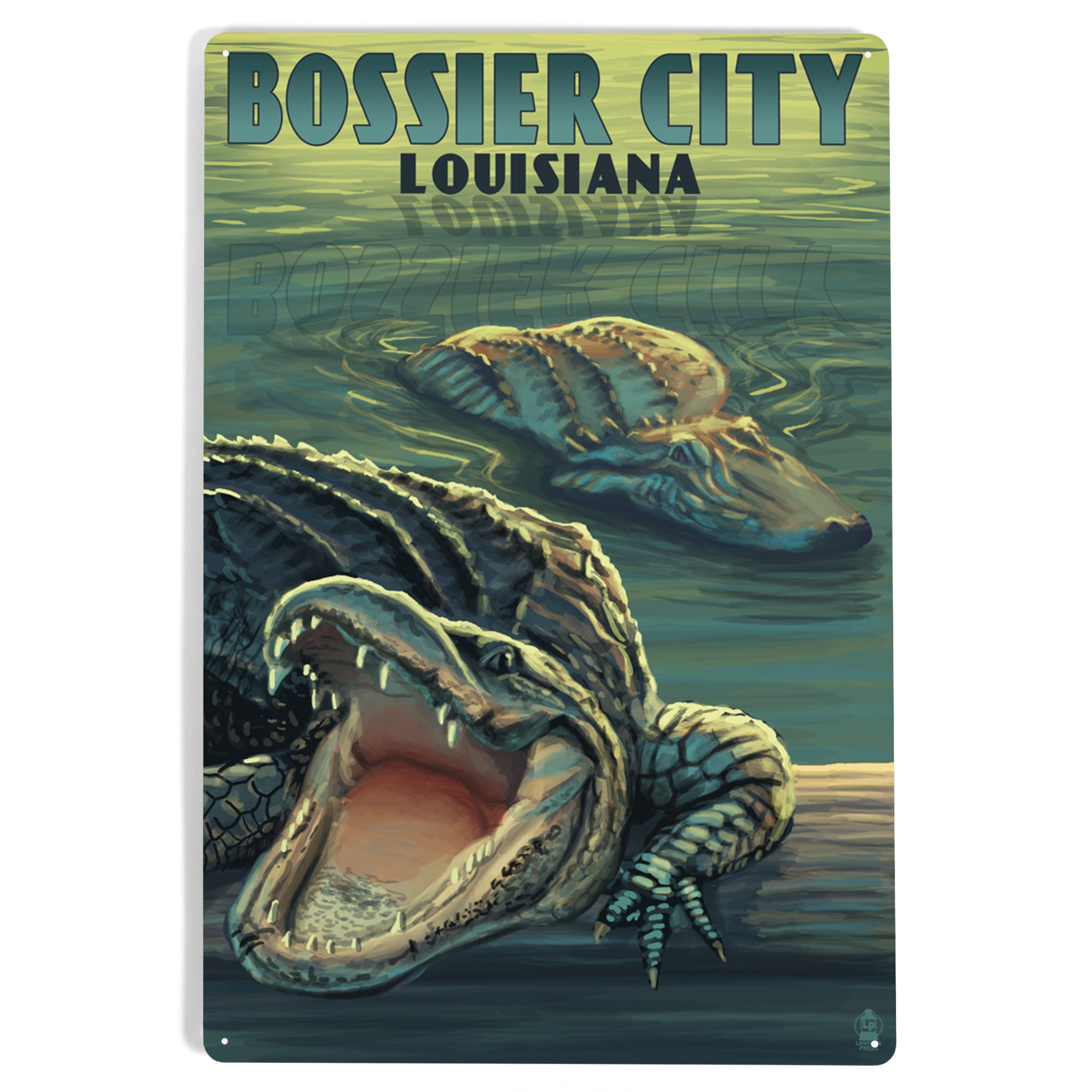 Bossier City, Louisiana, Alligator Scene (12x18 Aluminum Art, Indoor ...