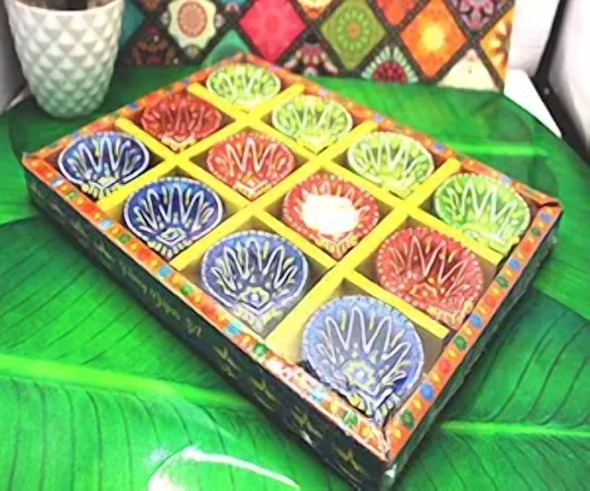 Bossify Premium Eco-Friendly Clay Diya for Diwali Mitti Diyas Colorful ...