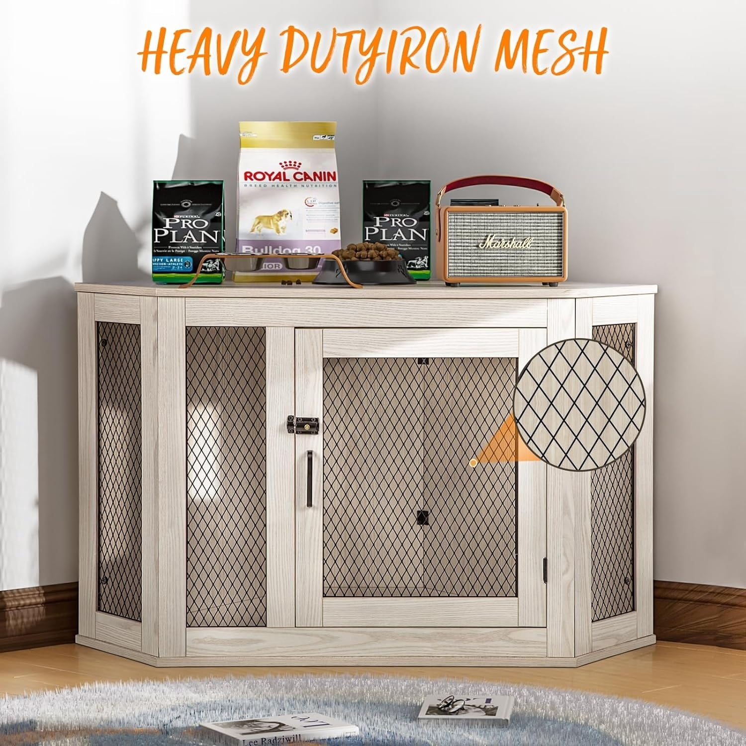 Bossin Corner Dog Crate Furniture,44/52 inch Wooden Dog Kennel ...