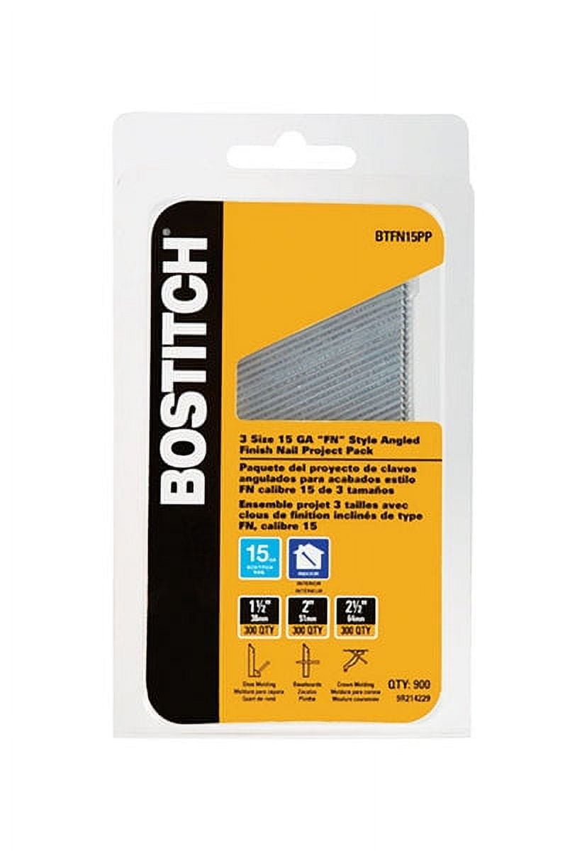 Bostitch Assorted in. 15 Ga. Angled Strip Brite Finish Nails 900 pk ...