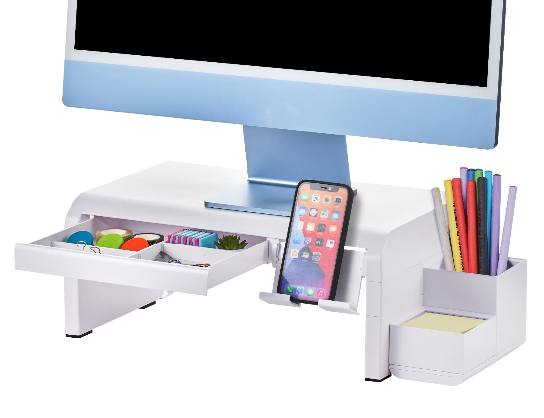 Bostitch Konnect Adjustable Monitor Riser with Drawer, Cell Phone Stand ...