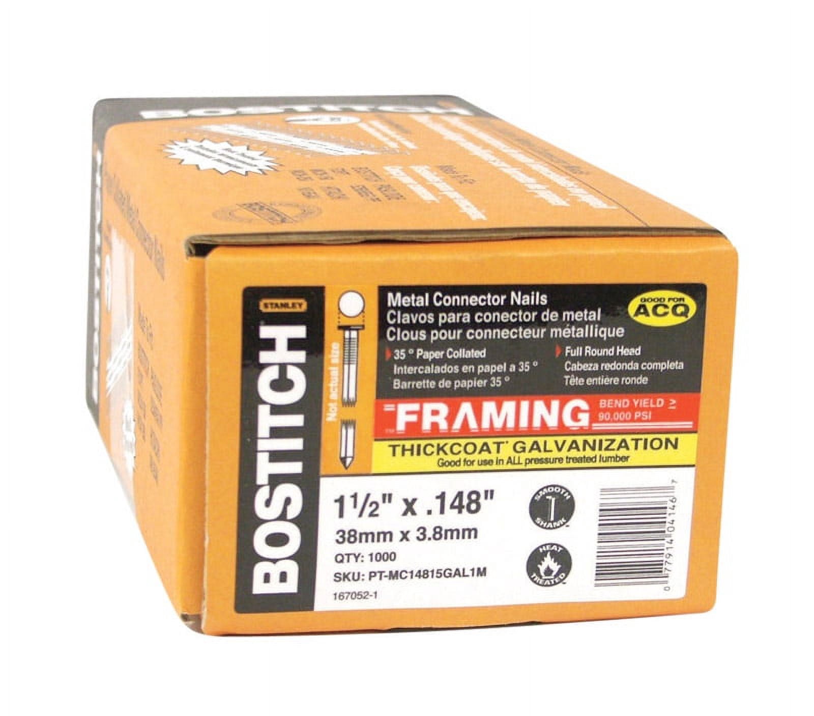 Bostitch StrapShot 1-1/2" 10 speed Straight Strip Nails 35 deg. Smooth ...