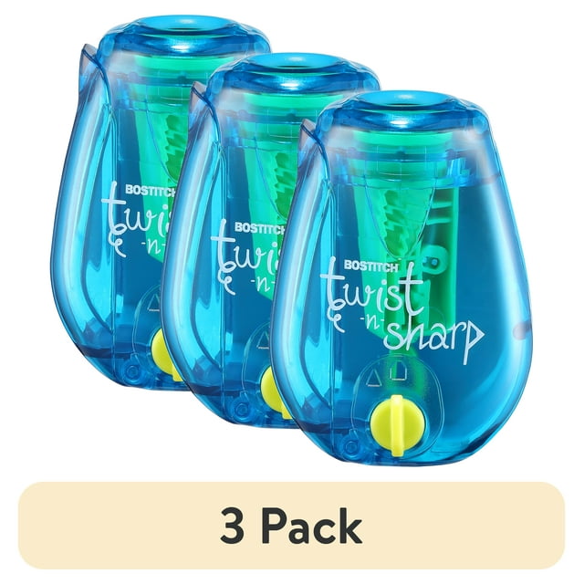 (3 pack) Bostitch Twist-N-Sharp Manual Adjustable Pencil Sharpener, 1 ...