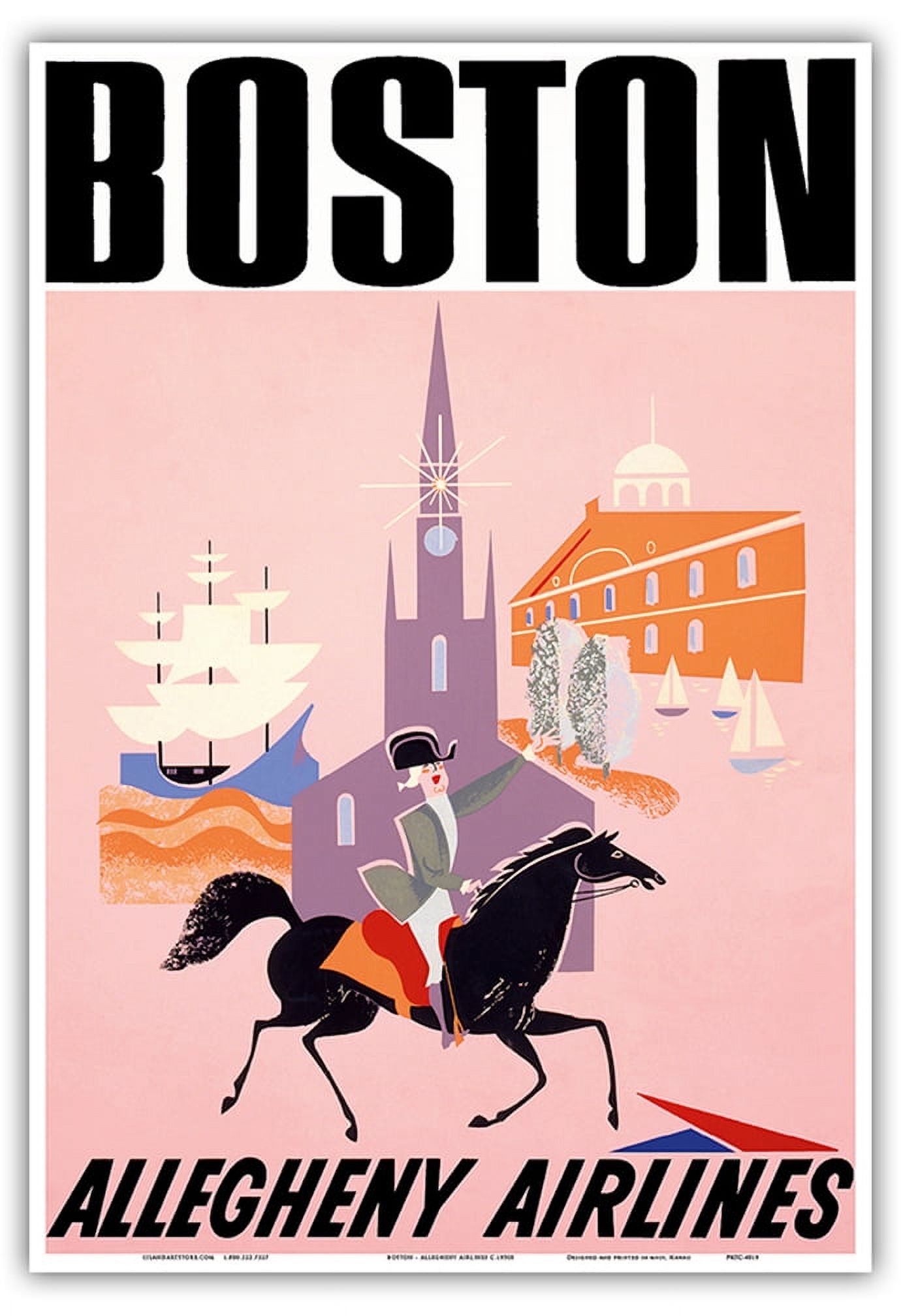 Boston - Allegheny Airlines - Mayflower Ship and Faneuil Hall - Vintage ...