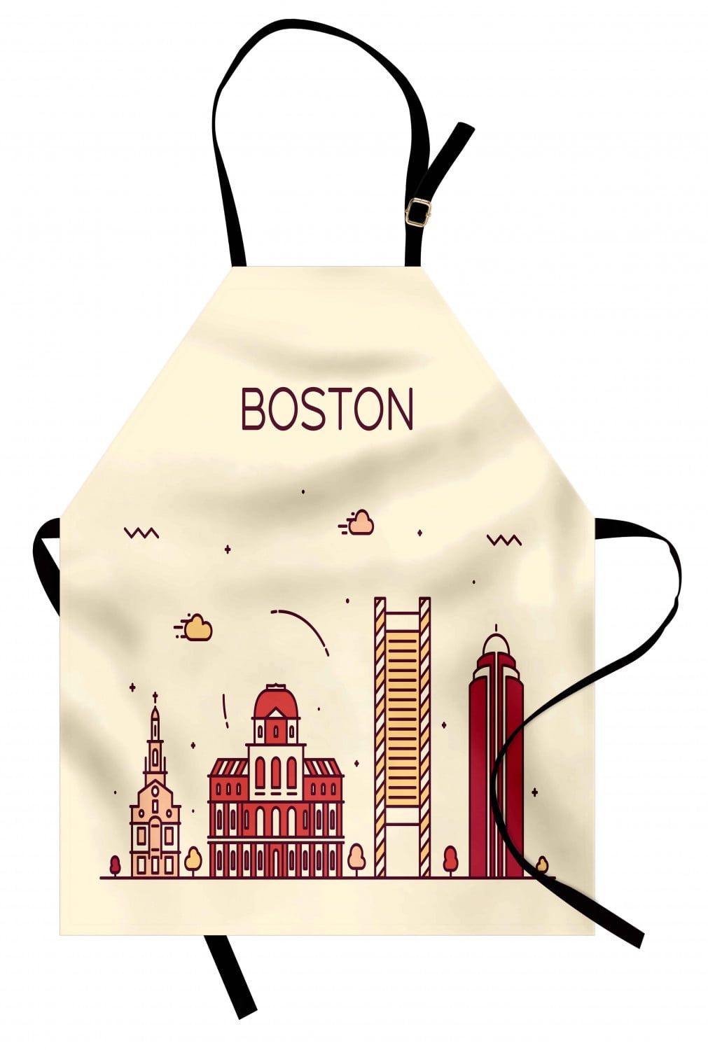 Boston Apron, Simplistic Design of Iconic Buildings and Doodled Clouds ...
