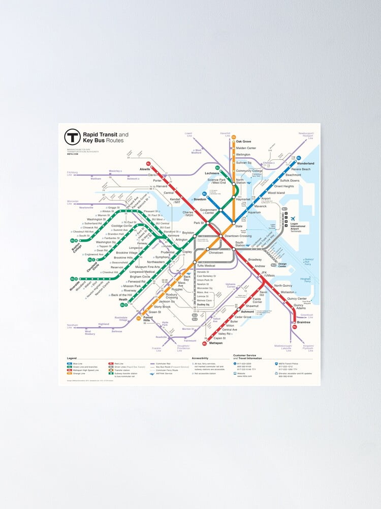 Boston Area Transport System Map Poster - Walmart.com