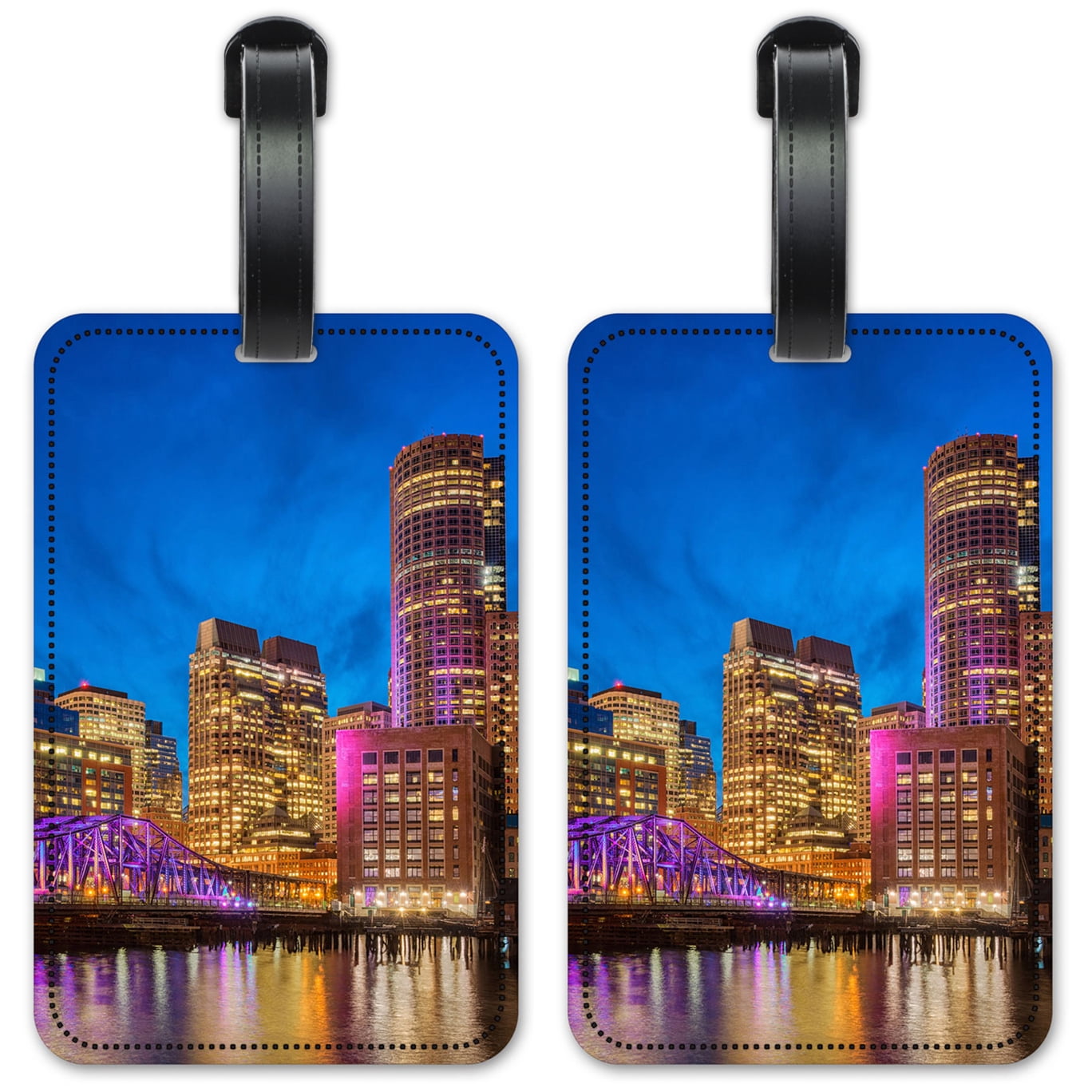 Boston At Night - Luggage ID Tags / Suitcase Identification Cards - Set ...