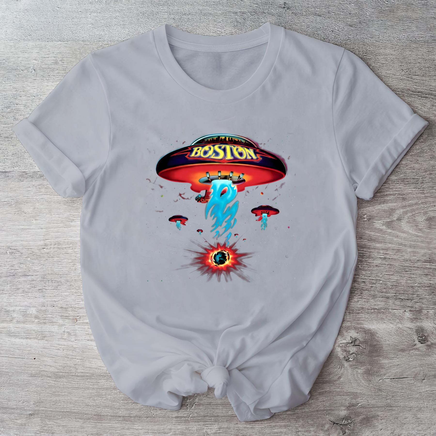 Boston Band T-shirt Spaceship Rock Band Tee Classic Back Rock T-shirt ...