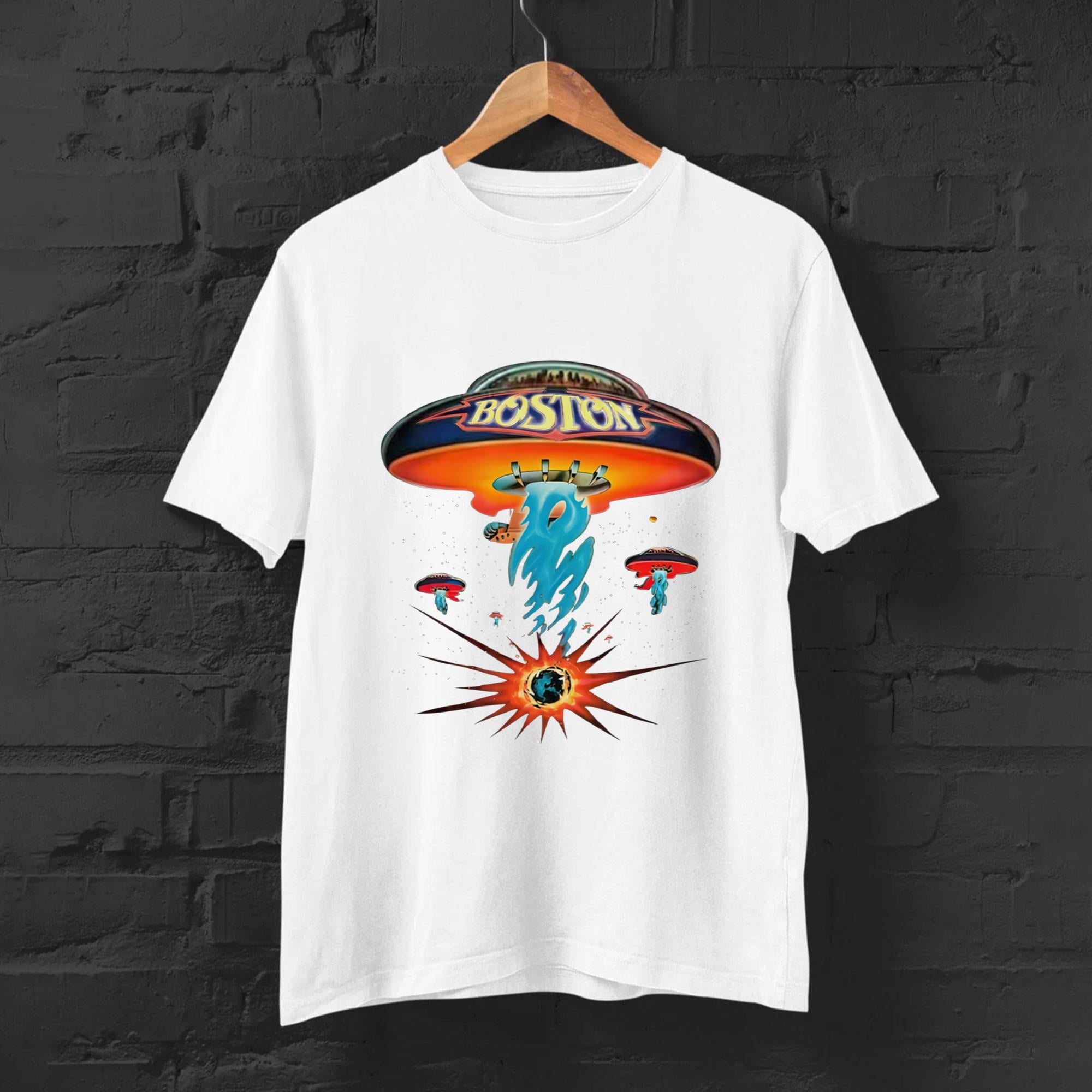 Boston Band T-shirt Spaceship Rock Band Tee Classic Back Rock T-shirt ...