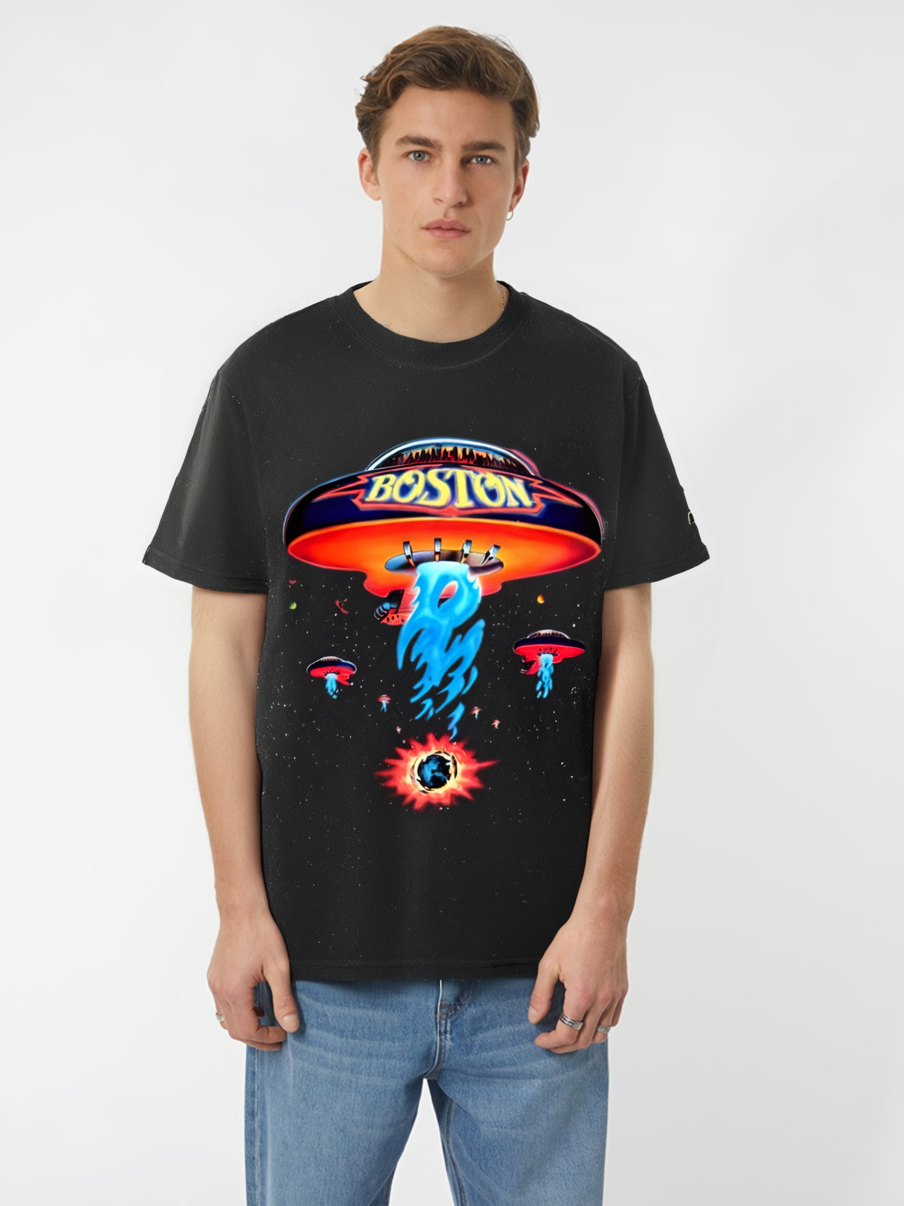 Boston Band Tshirt Poster Shirt Spaceship Rock Band T Shirts for Men ...