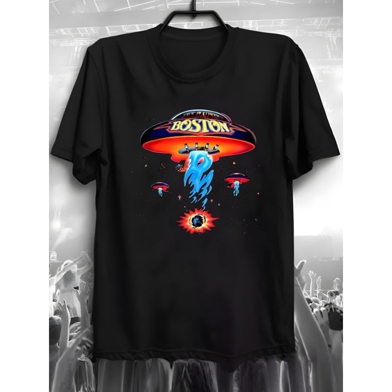 Boston Band Tshirt Poster Shirt Spaceship Rock Band T Shirts for Men ...