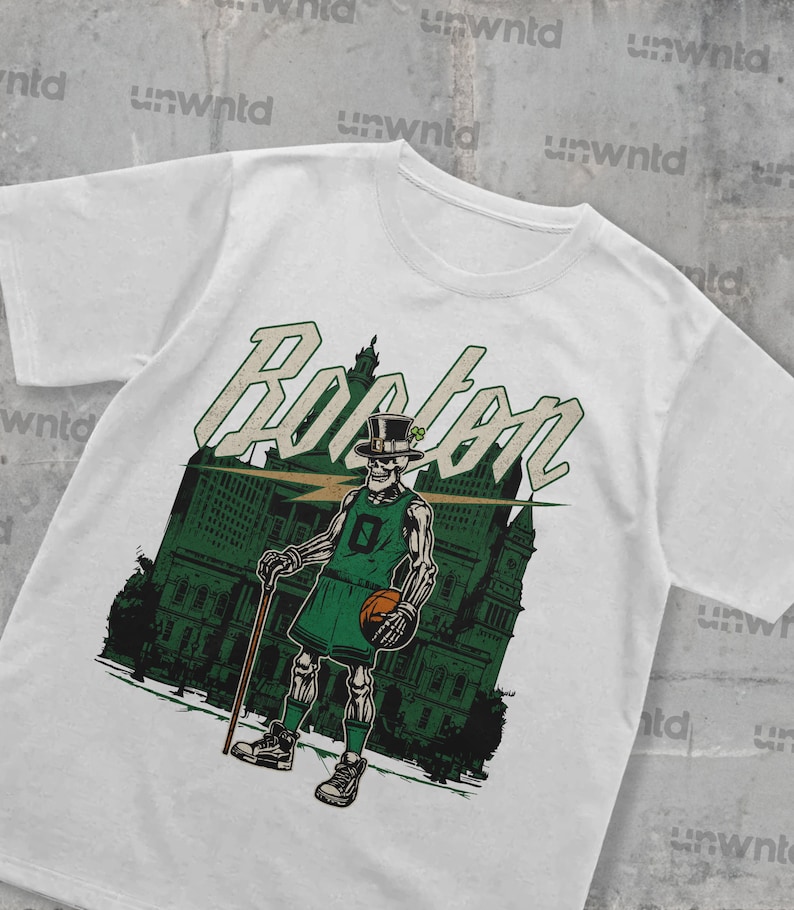 Boston Basketball Shirt - Graphic Tees - Skeleton Shirt - Merch Tee ...
