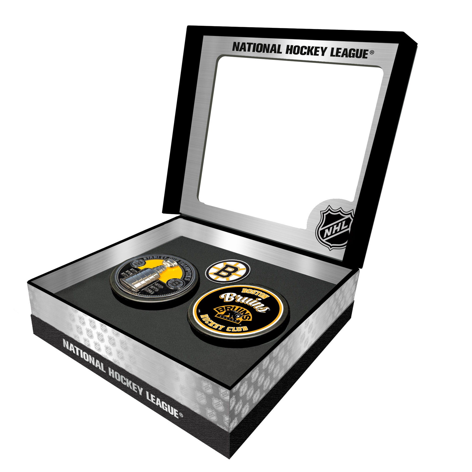 Boston Bruins Stanley Cup Retro Puck & 3D Cup Puck Gift Box Set ...