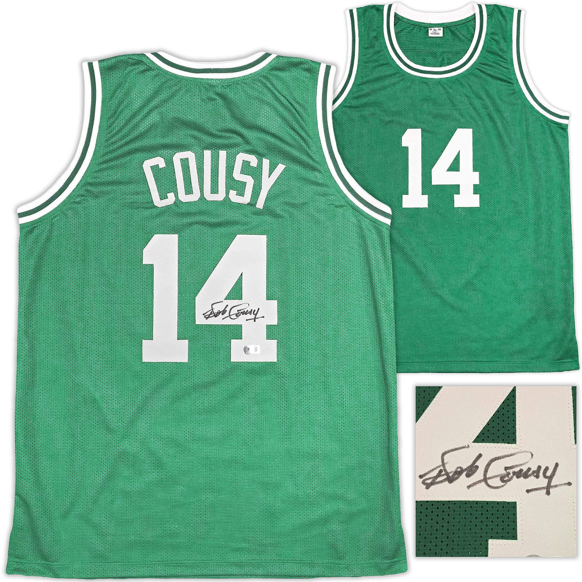 Boston Celtics Bob Cousy Autographed Green Jersey Beckett BAS Witness ...