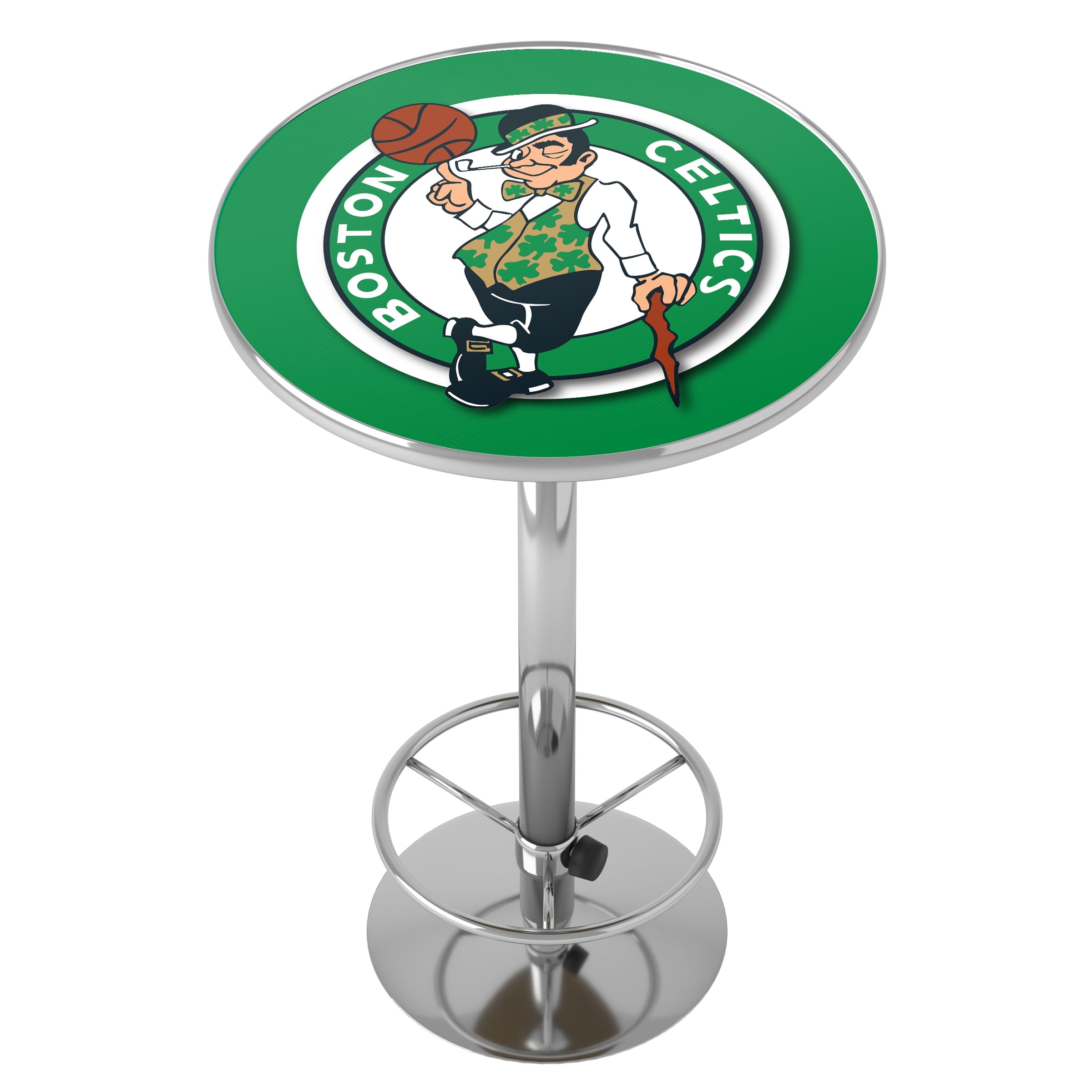 Boston Celtics Logo Bar Table with Adjustable Footrest and Acrylic Top ...