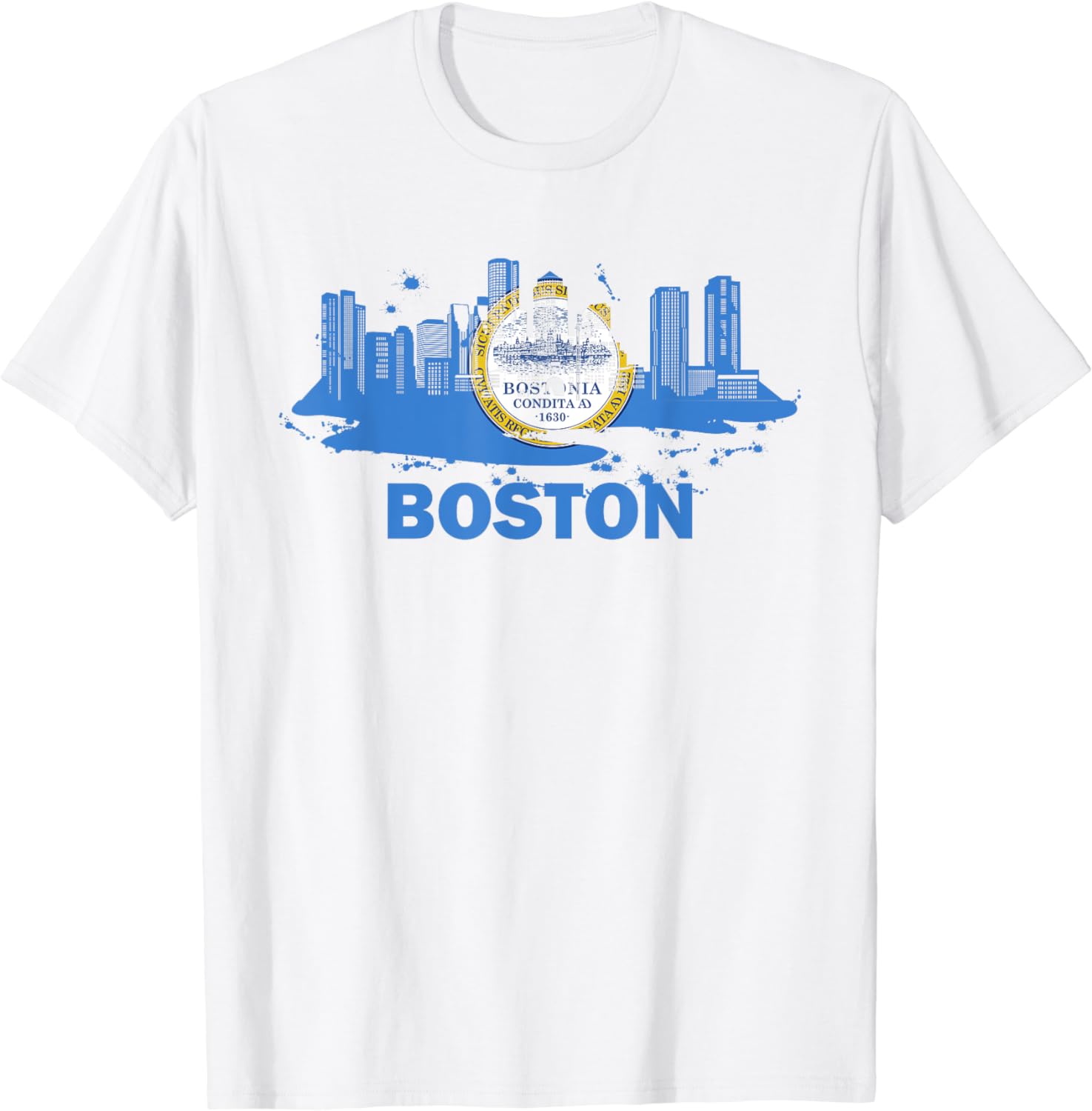 Boston City Flag Downtown Boston Skyline T-Shirt - Walmart.com