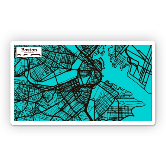 Boston City Map - 12" Vinyl Sticker Waterproof Decal - Walmart.com