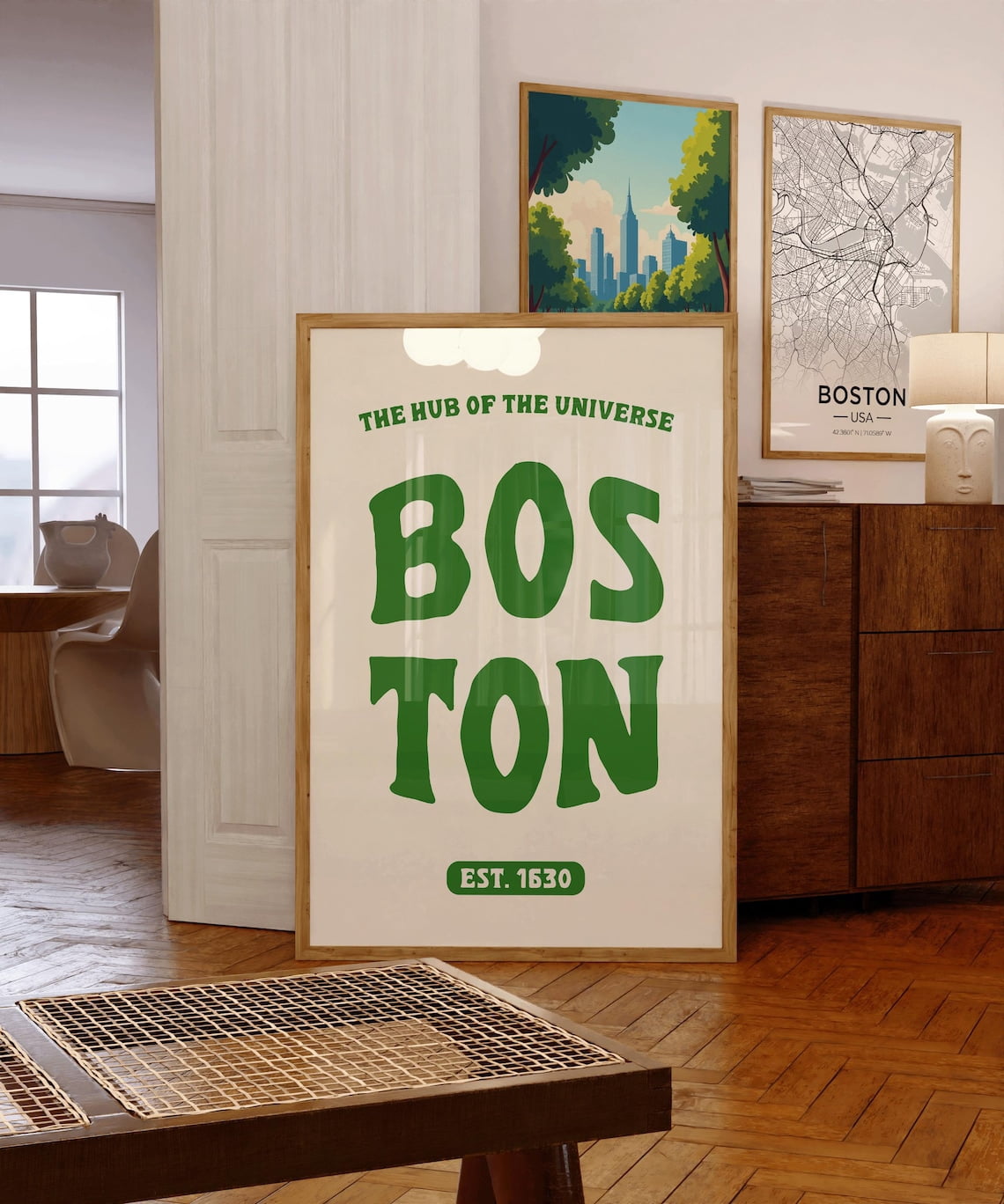 Boston City Map Poster Vintage Travel Map Home Office Wall Decor ...