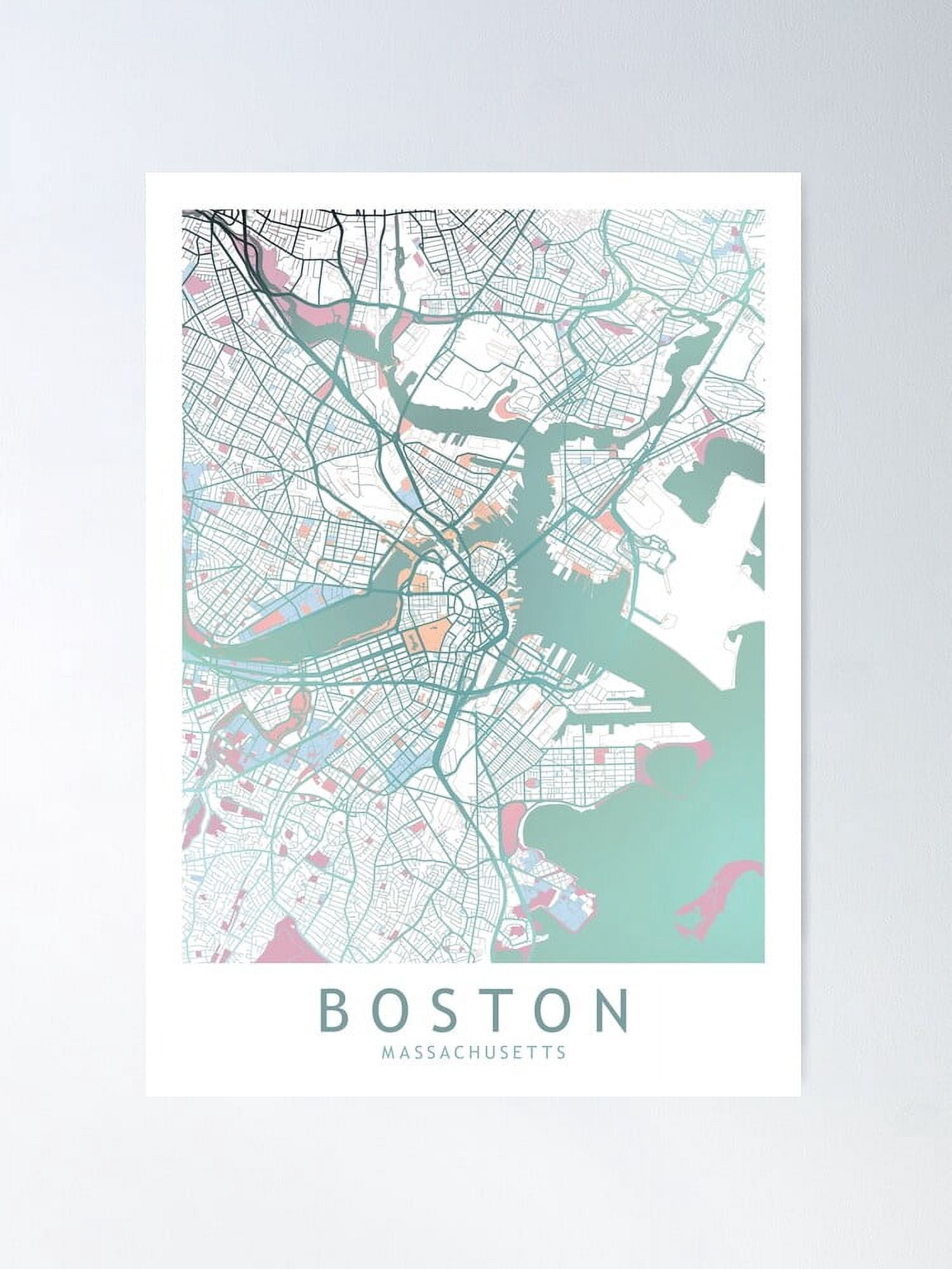 Boston City Map USA Poster - Walmart.com