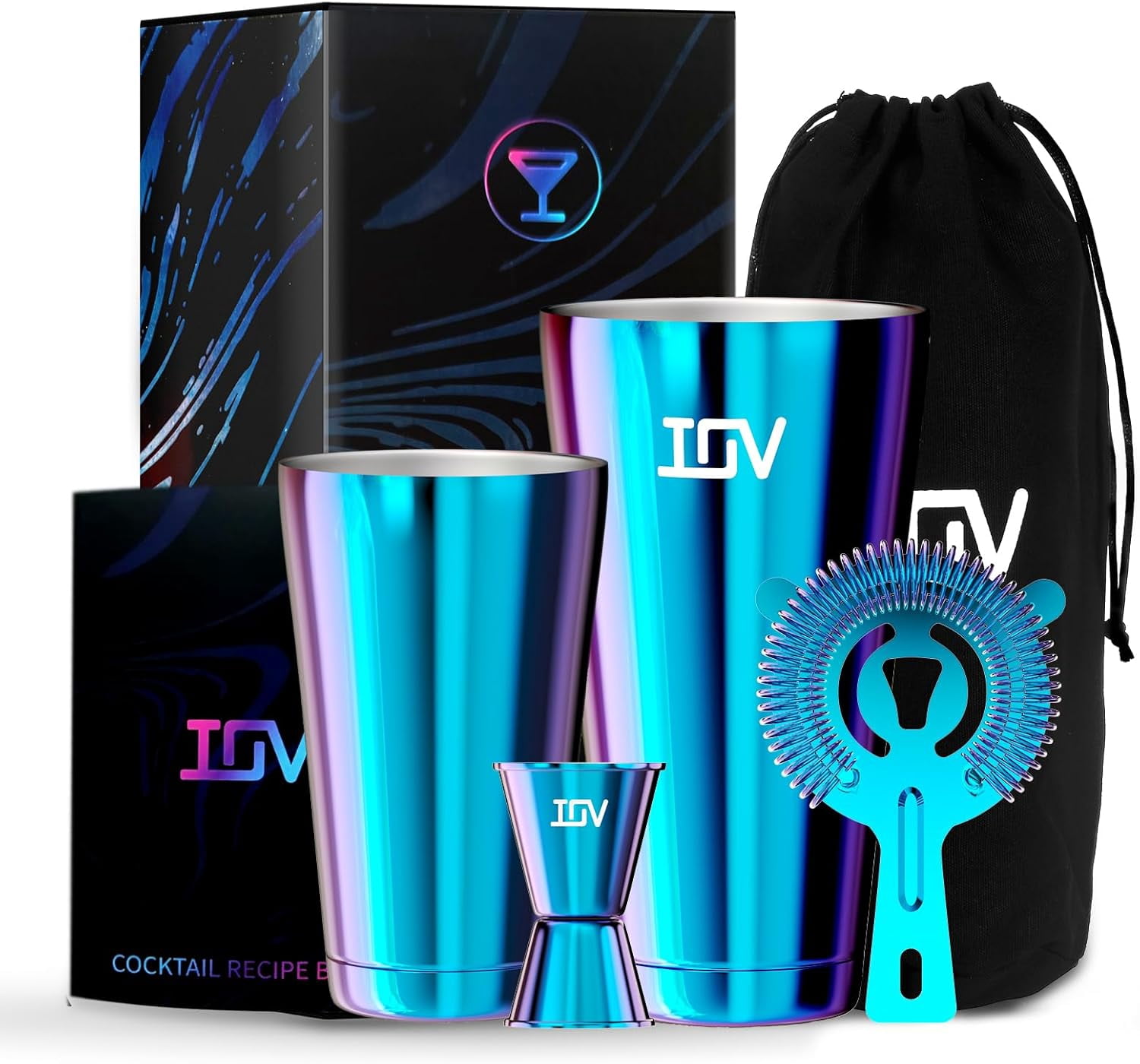 Boston Cocktail Shaker Bar Set, Bartender Kit Drink Mixer Set with 18 ...