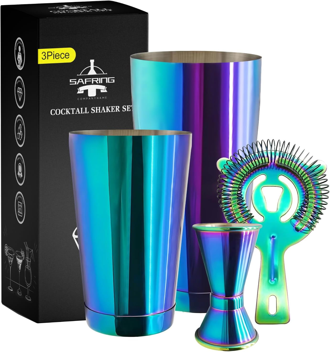 Boston Cocktail Shaker Bar Set, Weighted Boston Shaker Tins, Bartender ...