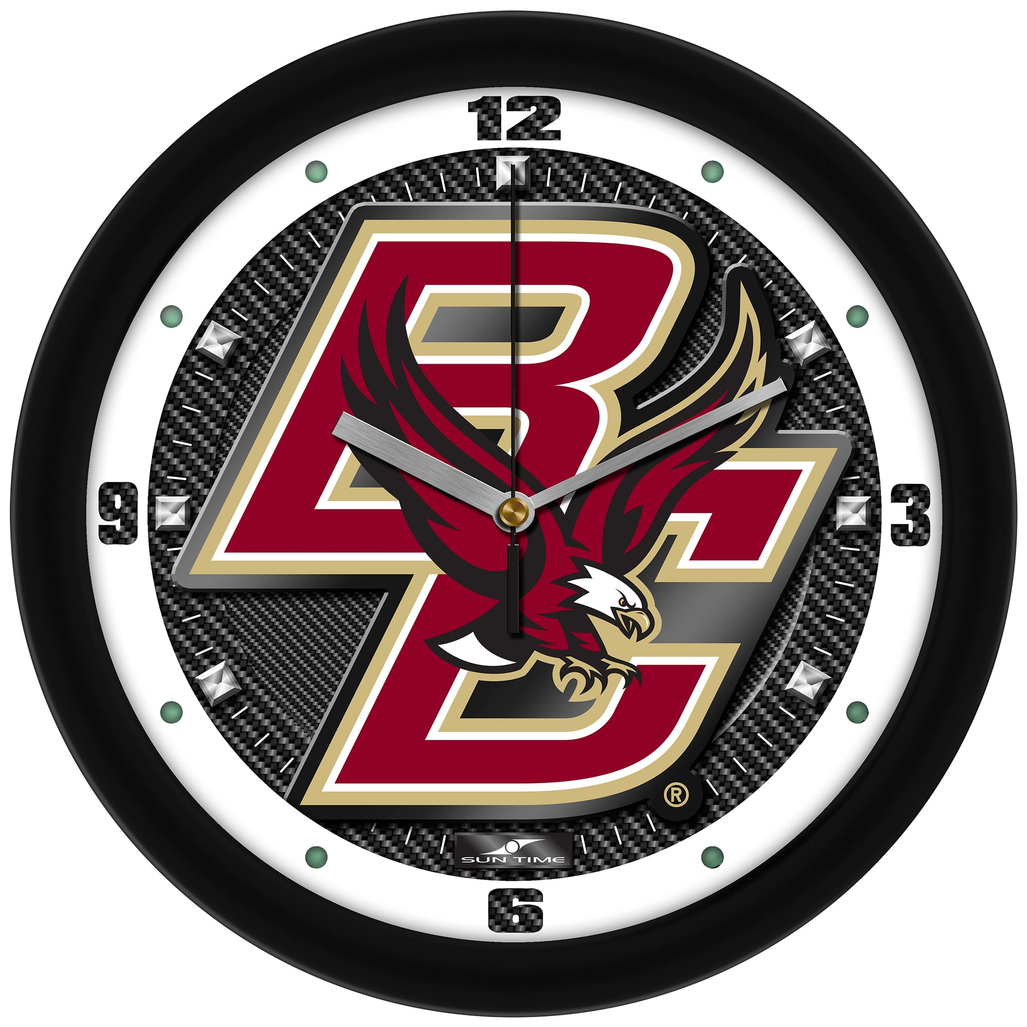 Boston College Eagles 11.5'' Suntime Premium Glass Face Carbon Fiber ...