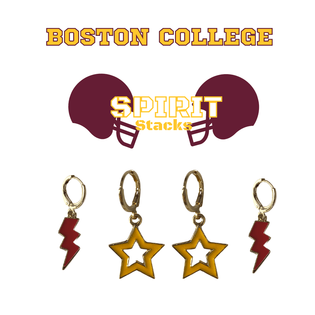 Boston College Spirit Stack maroon mini enamel bolts and golden yellow ...