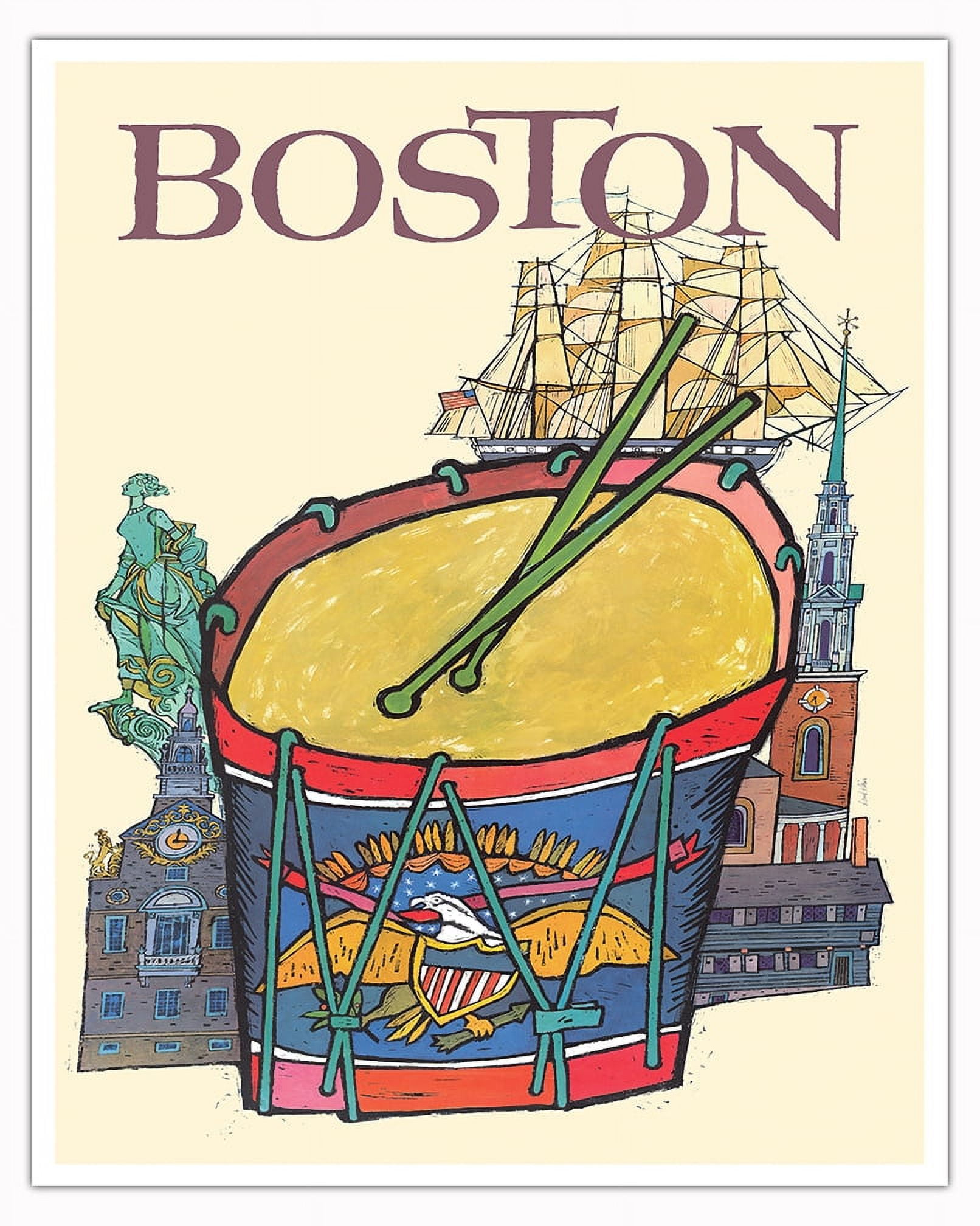 Boston Colonial Massachusetts - Vintage Travel Poster by David Klein c ...