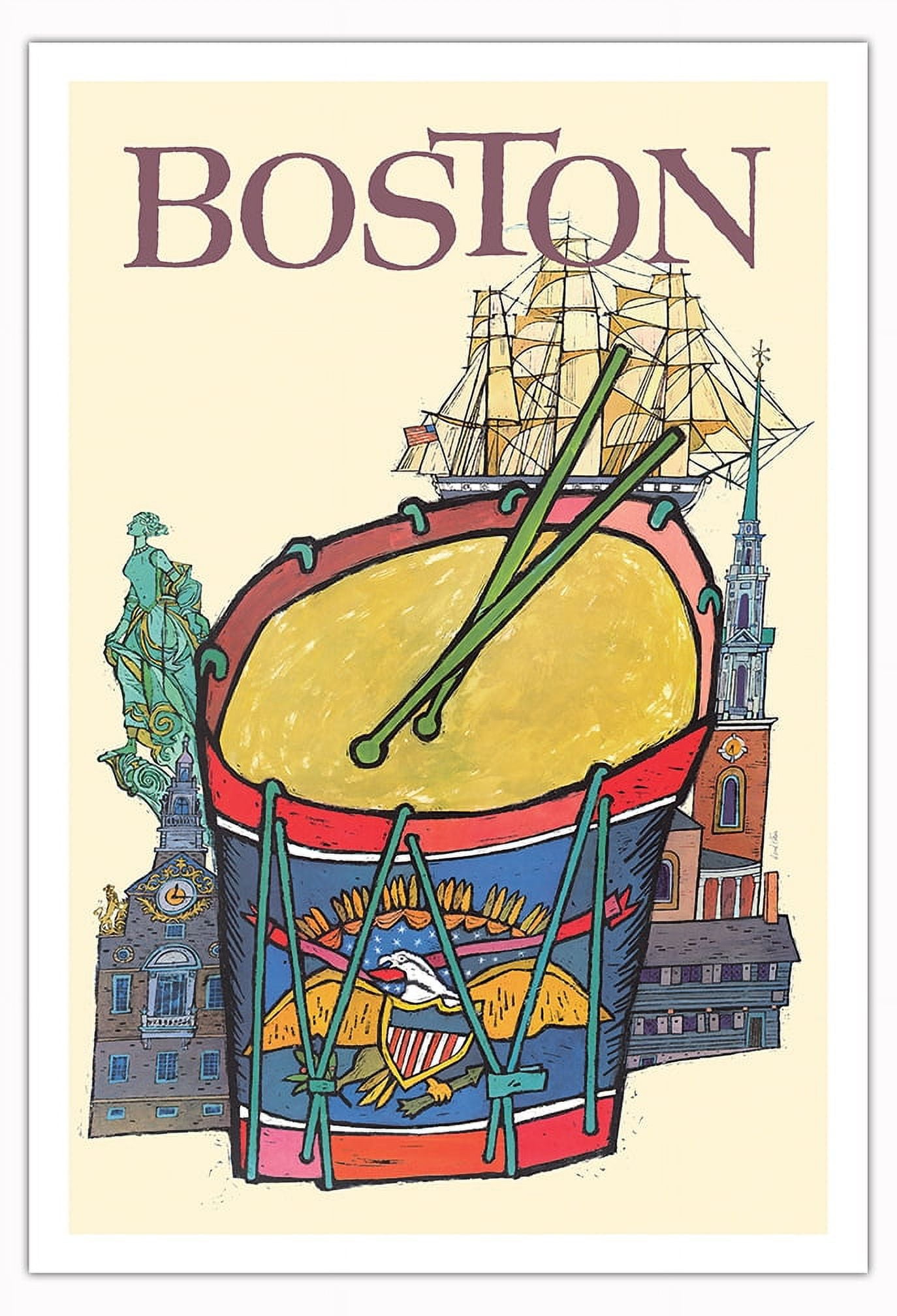 Boston Colonial Massachusetts - Vintage Travel Poster by David Klein c ...