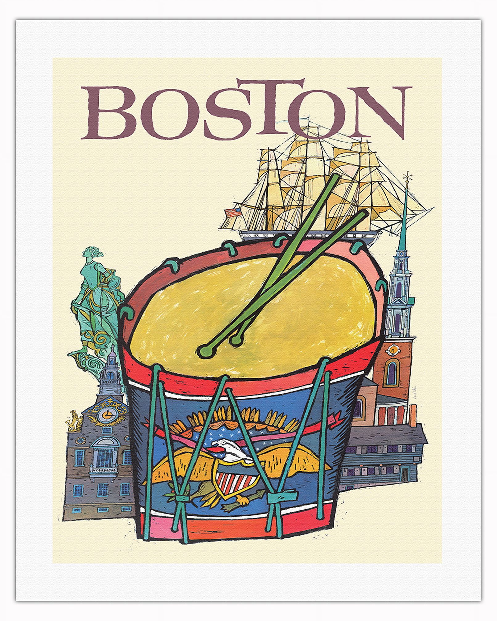 Boston Colonial Massachusetts - Vintage Travel Poster by David Klein c ...