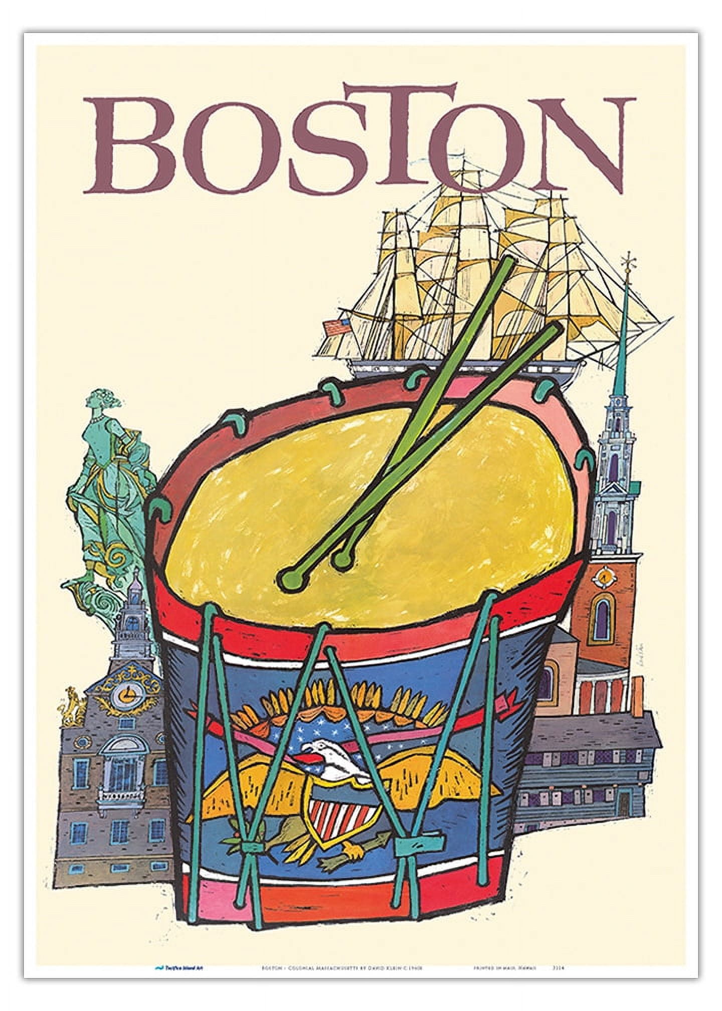 Boston Colonial Massachusetts - Vintage Travel Poster by David Klein c ...