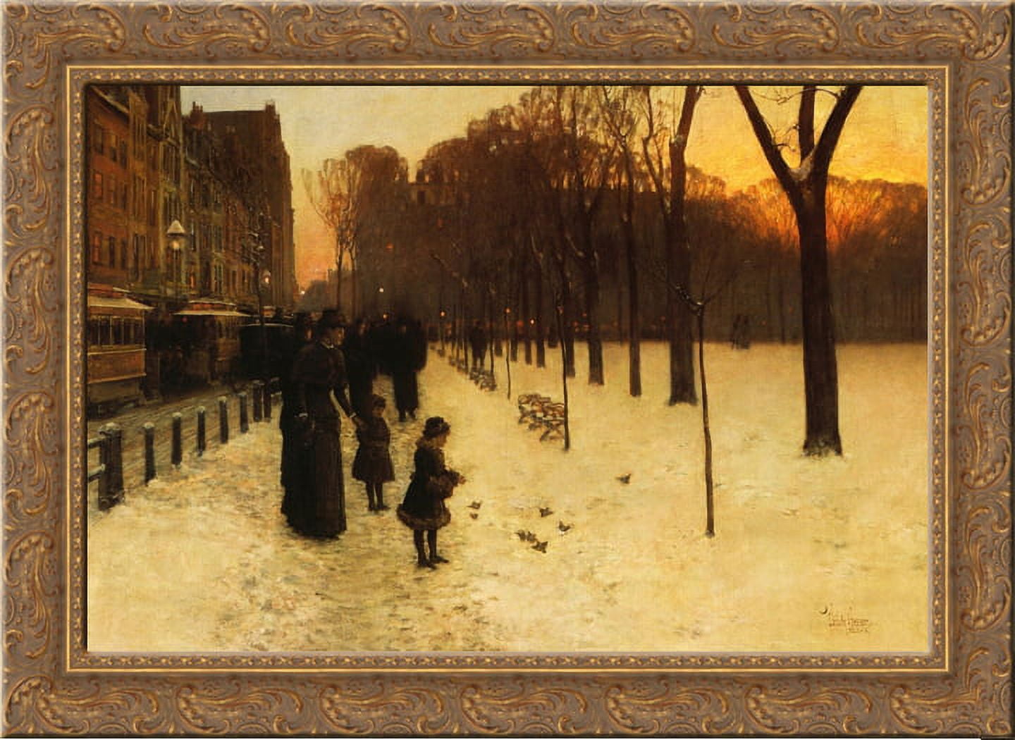Boston Common at Twilight 24x18 Gold Ornate Wood Framed Canvas Art by ...