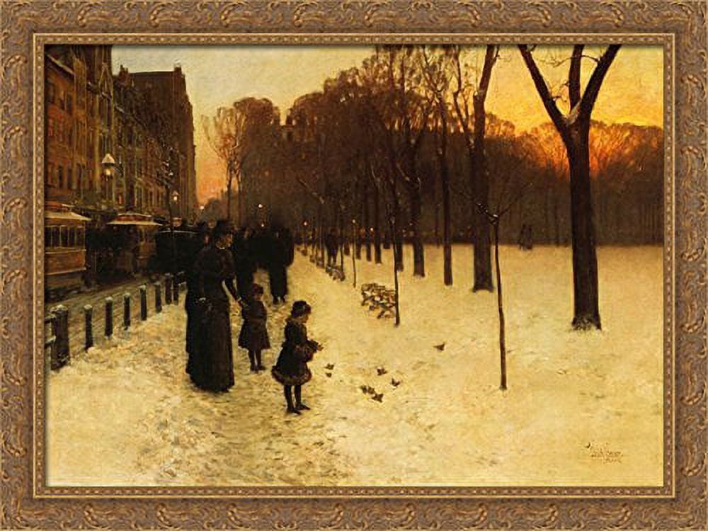 Boston Common at Twilight 38x28 Large Gold Ornate Wood Framed Canvas ...