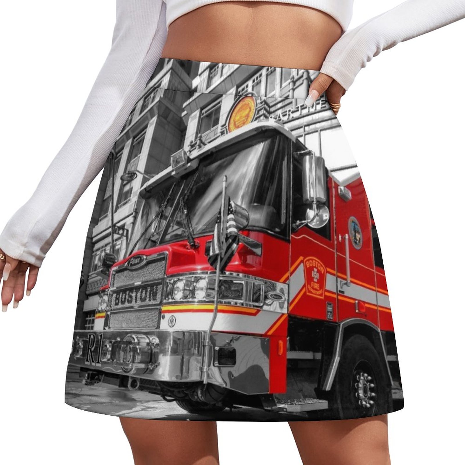 Boston Fire Truck Mini Skirt Short skirt woman kawaii clothes micro ...
