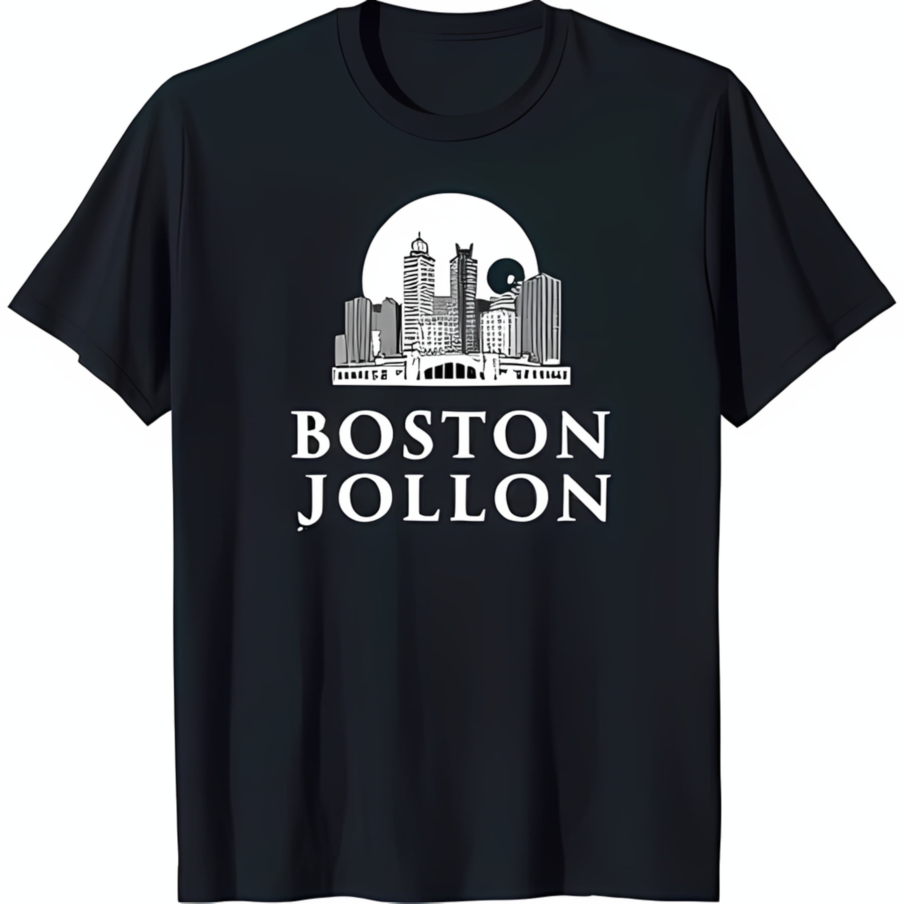 Boston Graphic Black T-Shirt with Bridge & 'Boston Jollon' Design ...